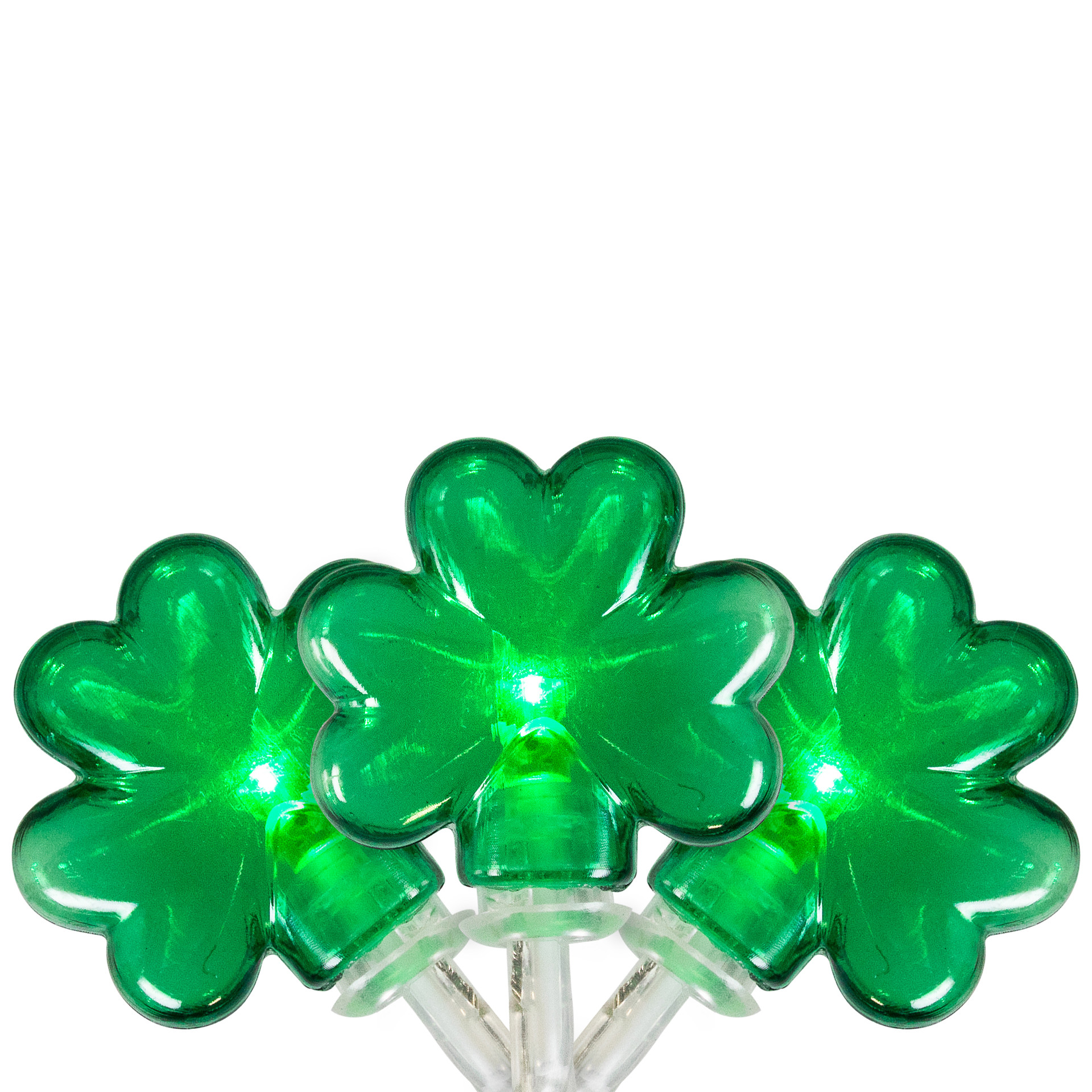 20-Count Green LED Mini St Patrick's Day Shamrock Lights - 7ft Clear ...