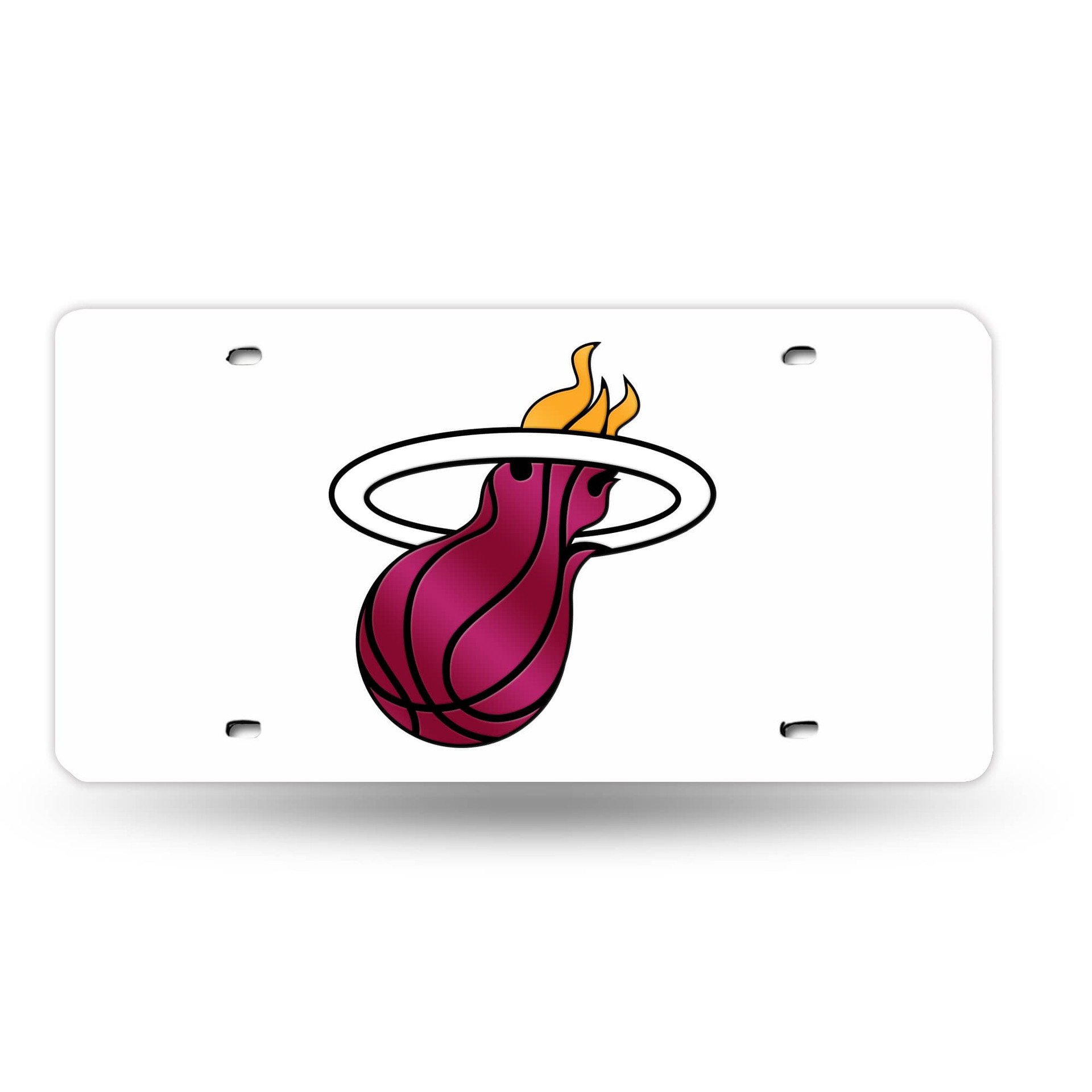6" x 12" White & Pink NBA Miami Heat Tag | Christmas Central