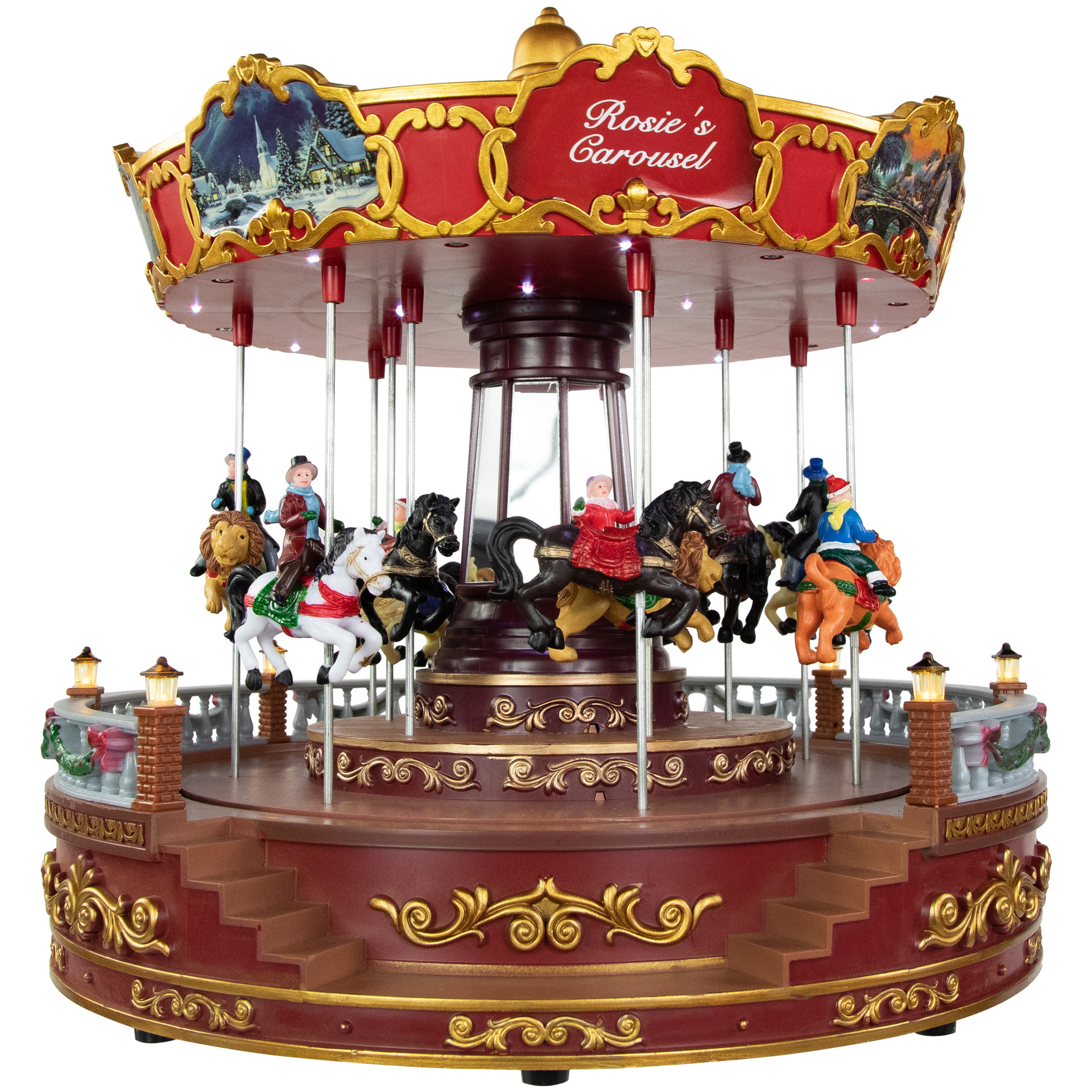 14" LED Lighted Animated & Musical Carousel Christmas Decoration ...