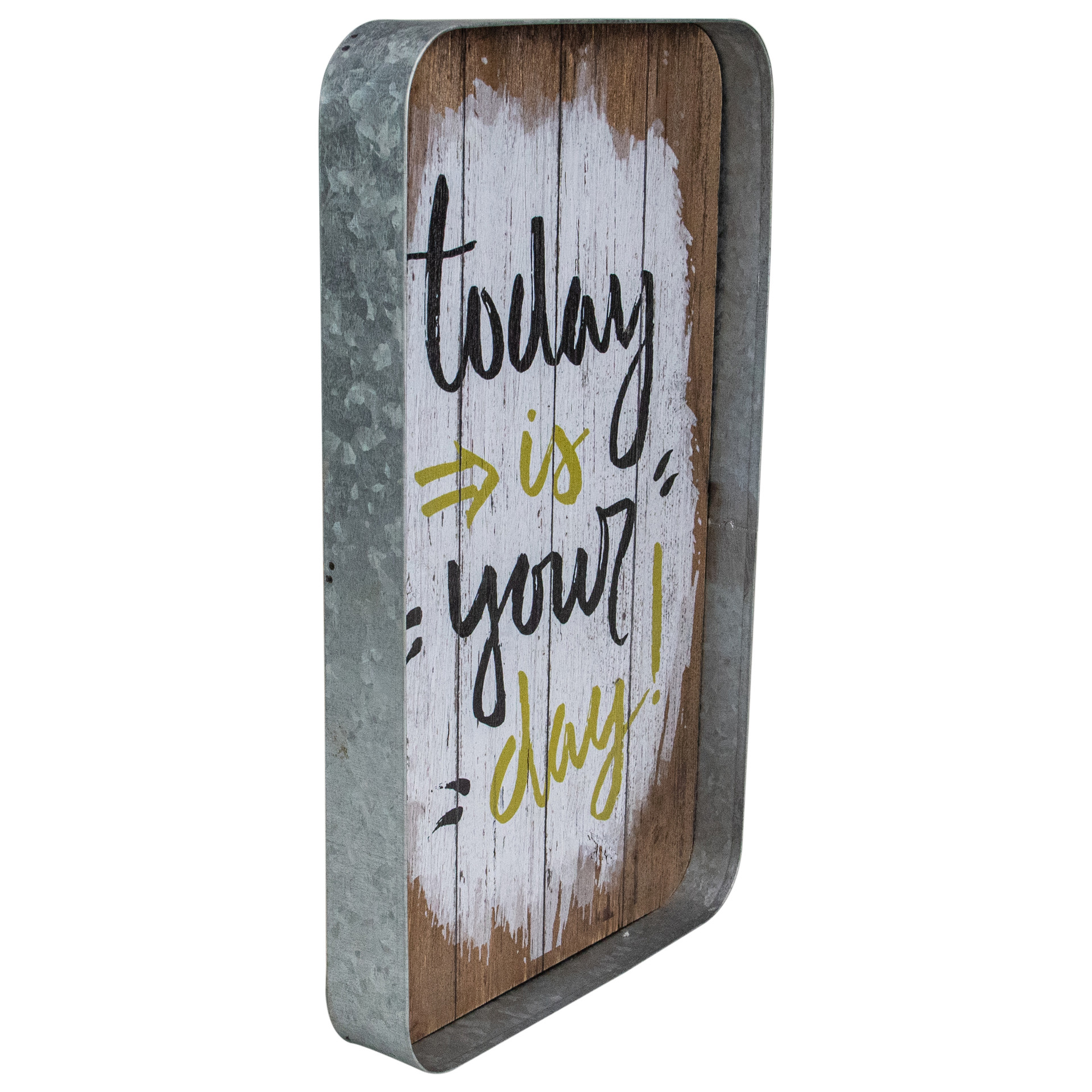 15.75" Black & Yellow Metal Today is Your Day Hanging Sign | Christmas ...