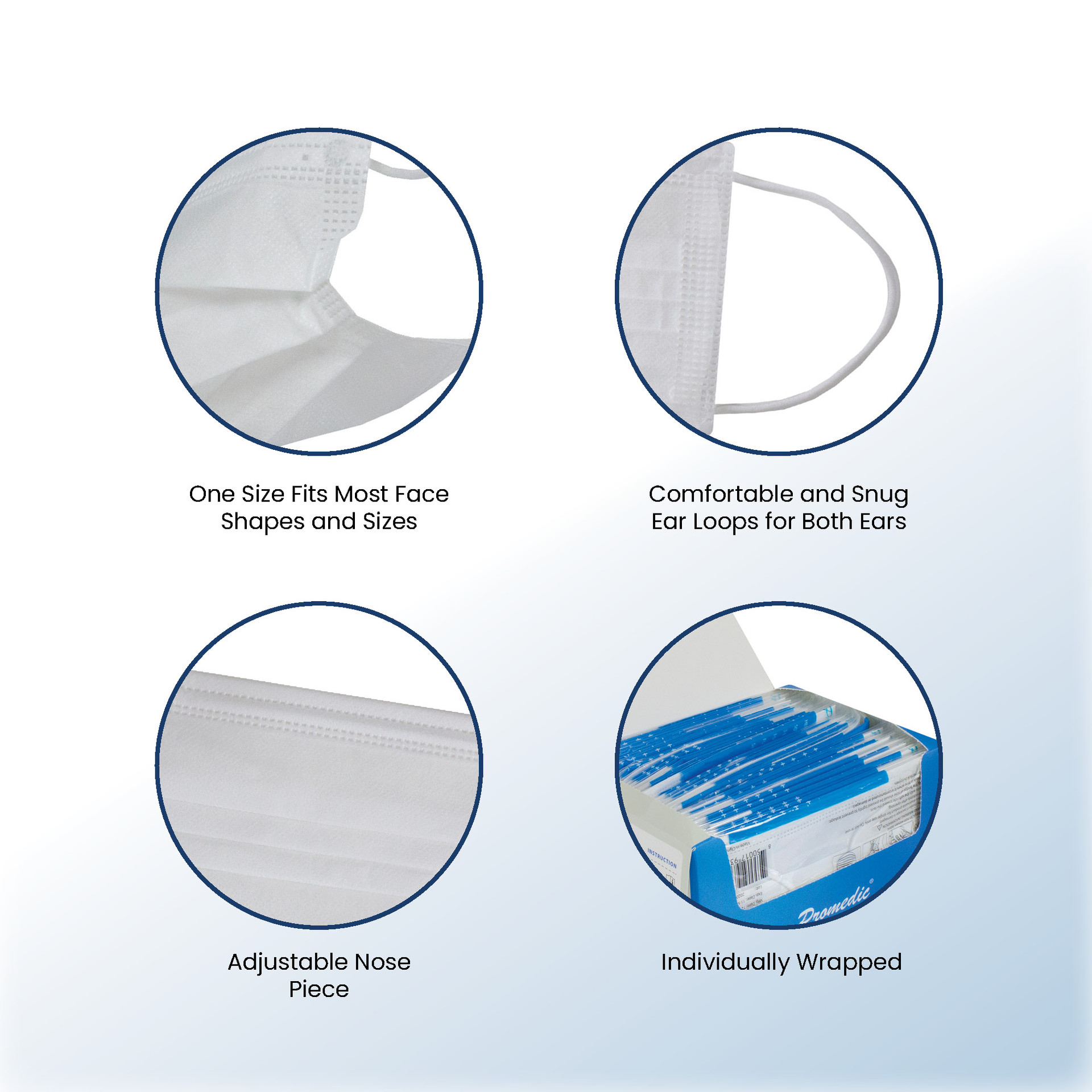 Pack of 50 White Individually Wrapped 3 Ply Disposable Face Masks ...