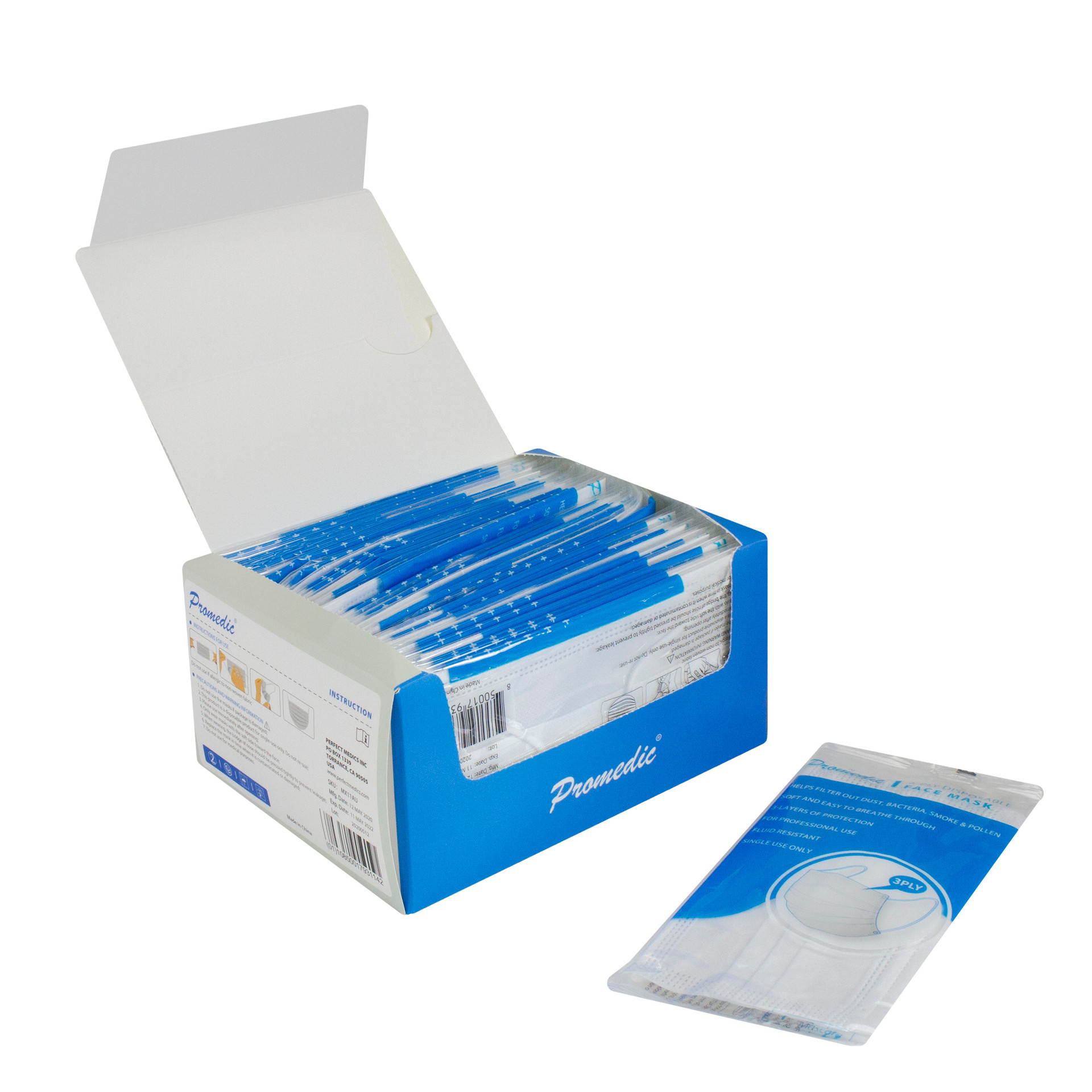 Individually Wrapped 3 Ply Disposable Dust Masks - White - 50ct ...
