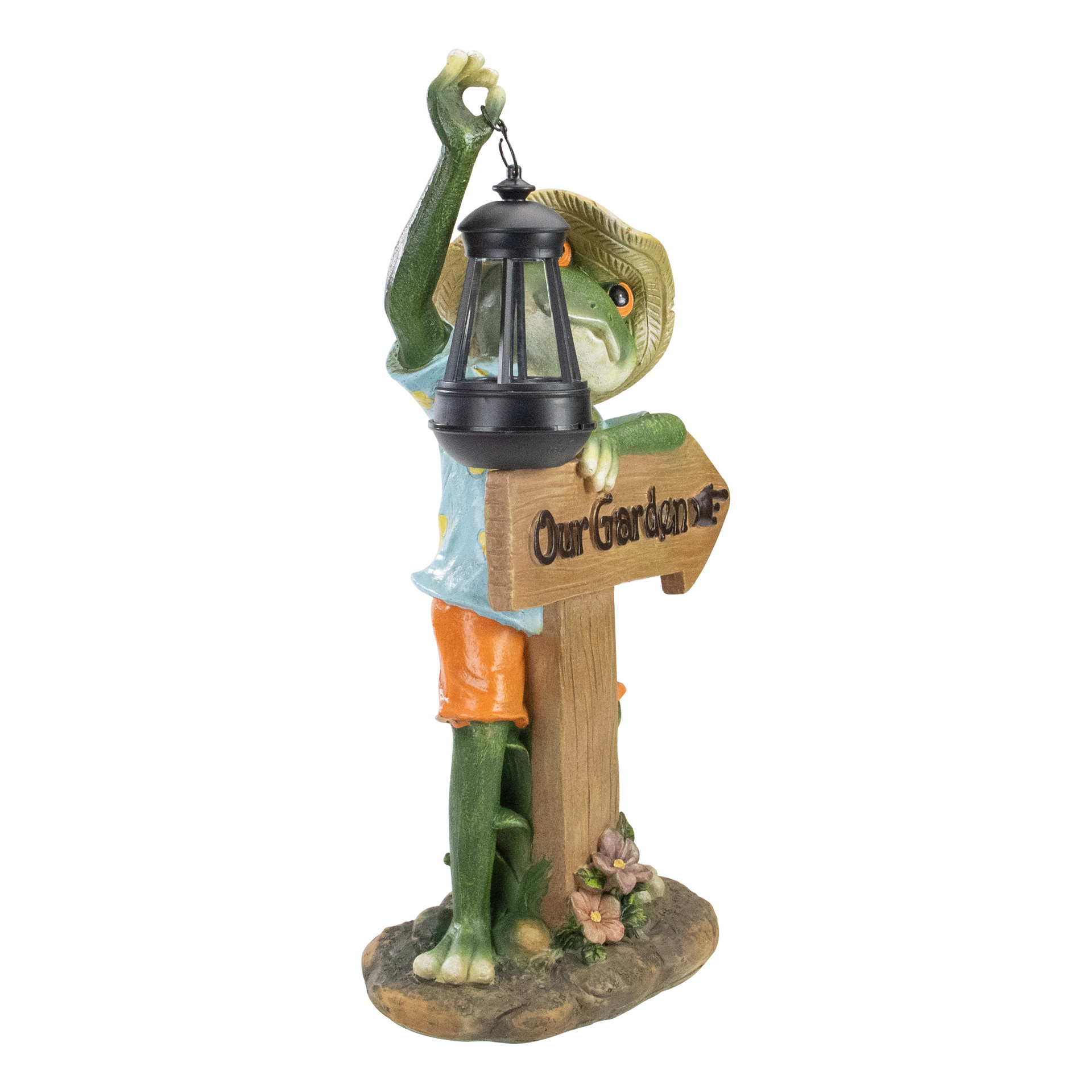 18-Inch Country Frog with Lantern Outdoor Garden Statue | Christmas Central