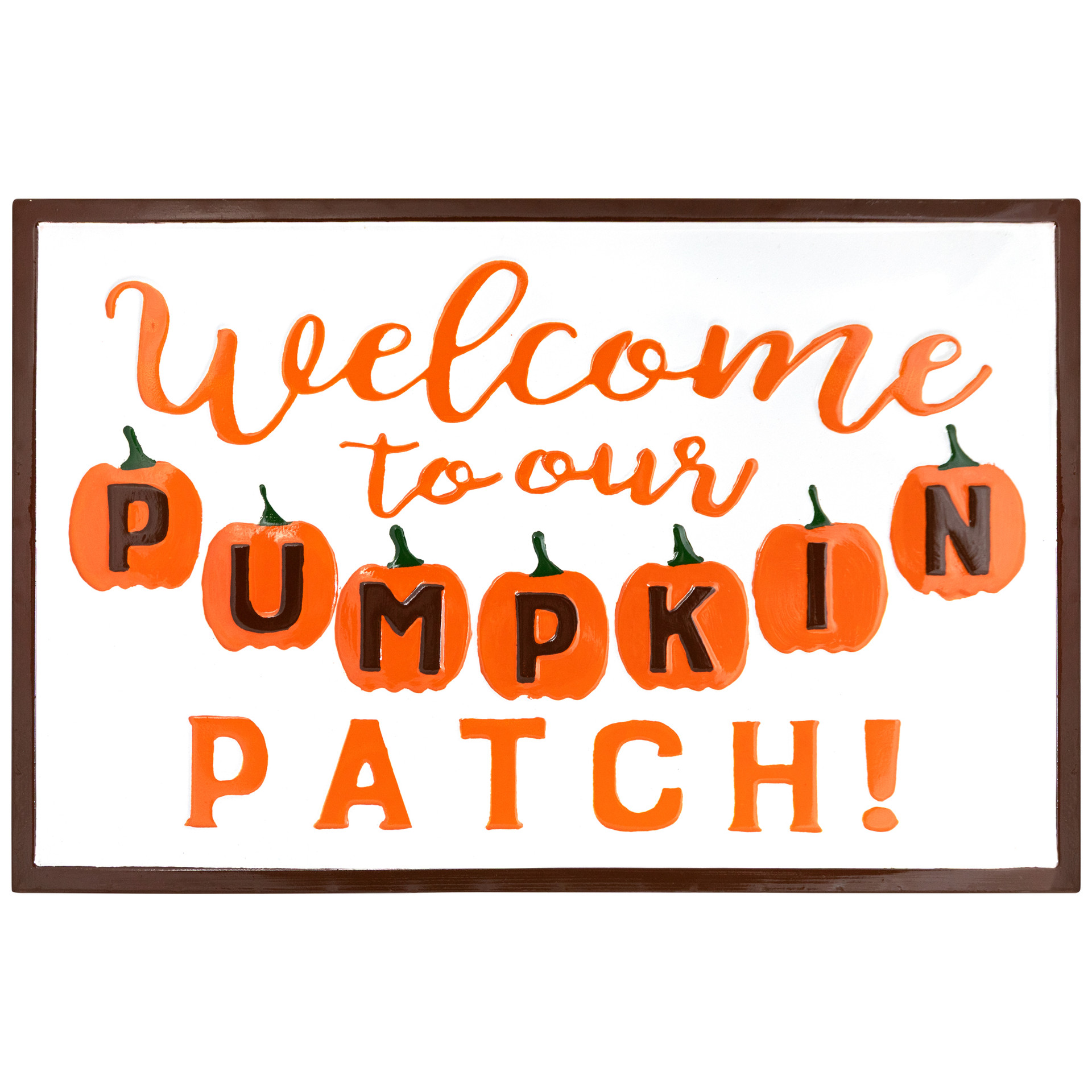 20.25" Orange & White "Welcome To Our Pumpkin Patch!" Autumn Metal Wall ...