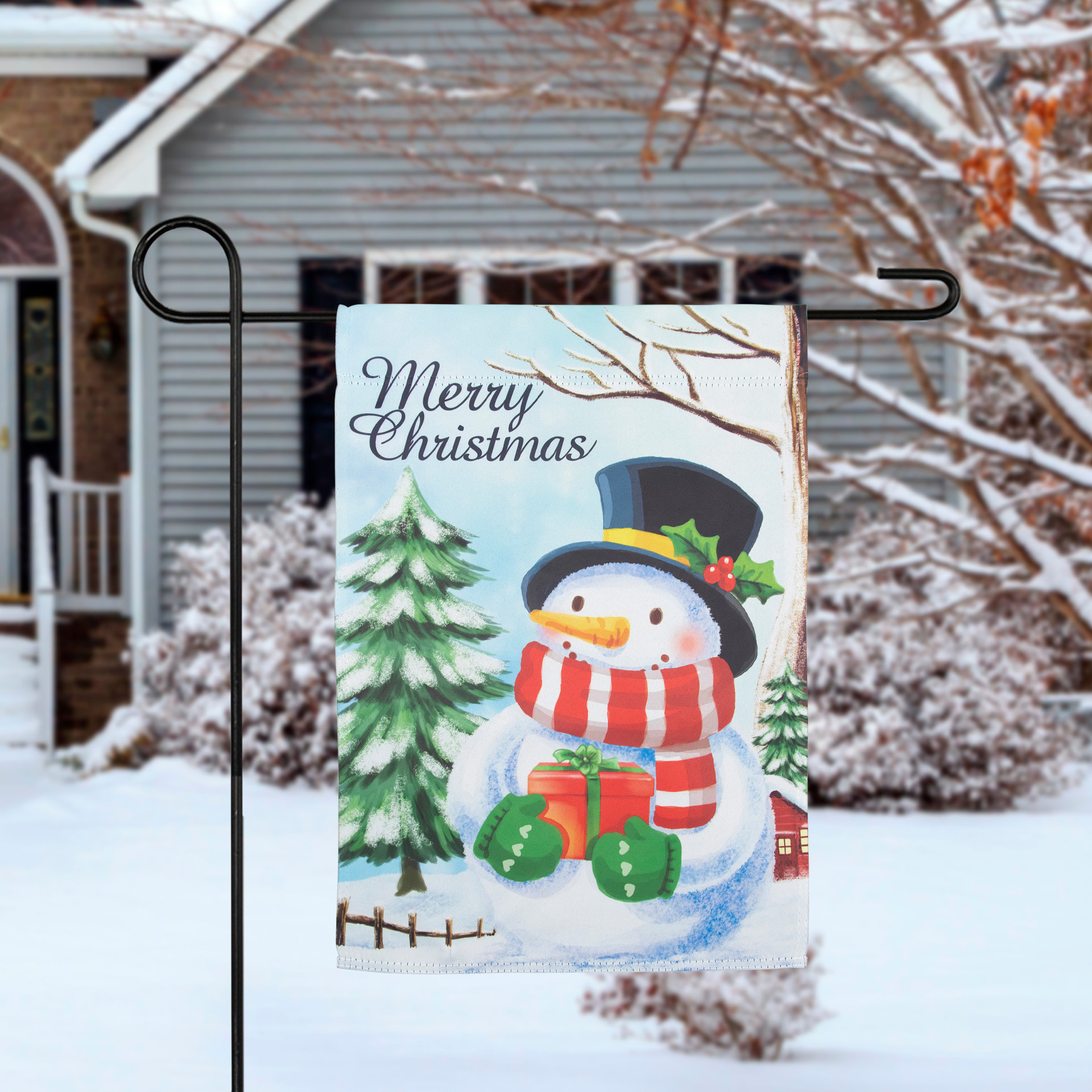 Merry Christmas & Snowman Outdoor Garden Flag 12.5" x 18" | Christmas ...