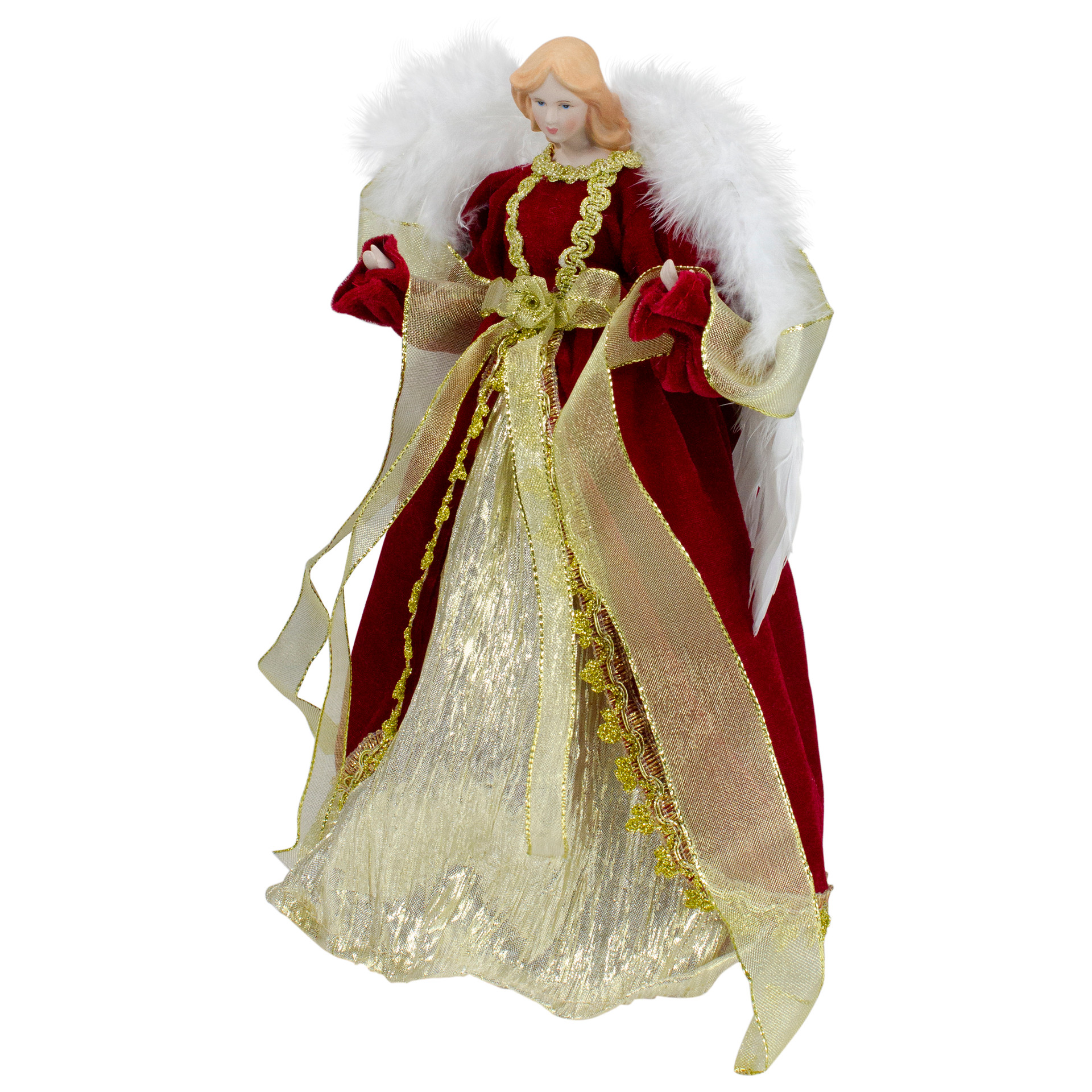 14" Red & Gold Traditional Angel Christmas Tree Topper - Unlit ...