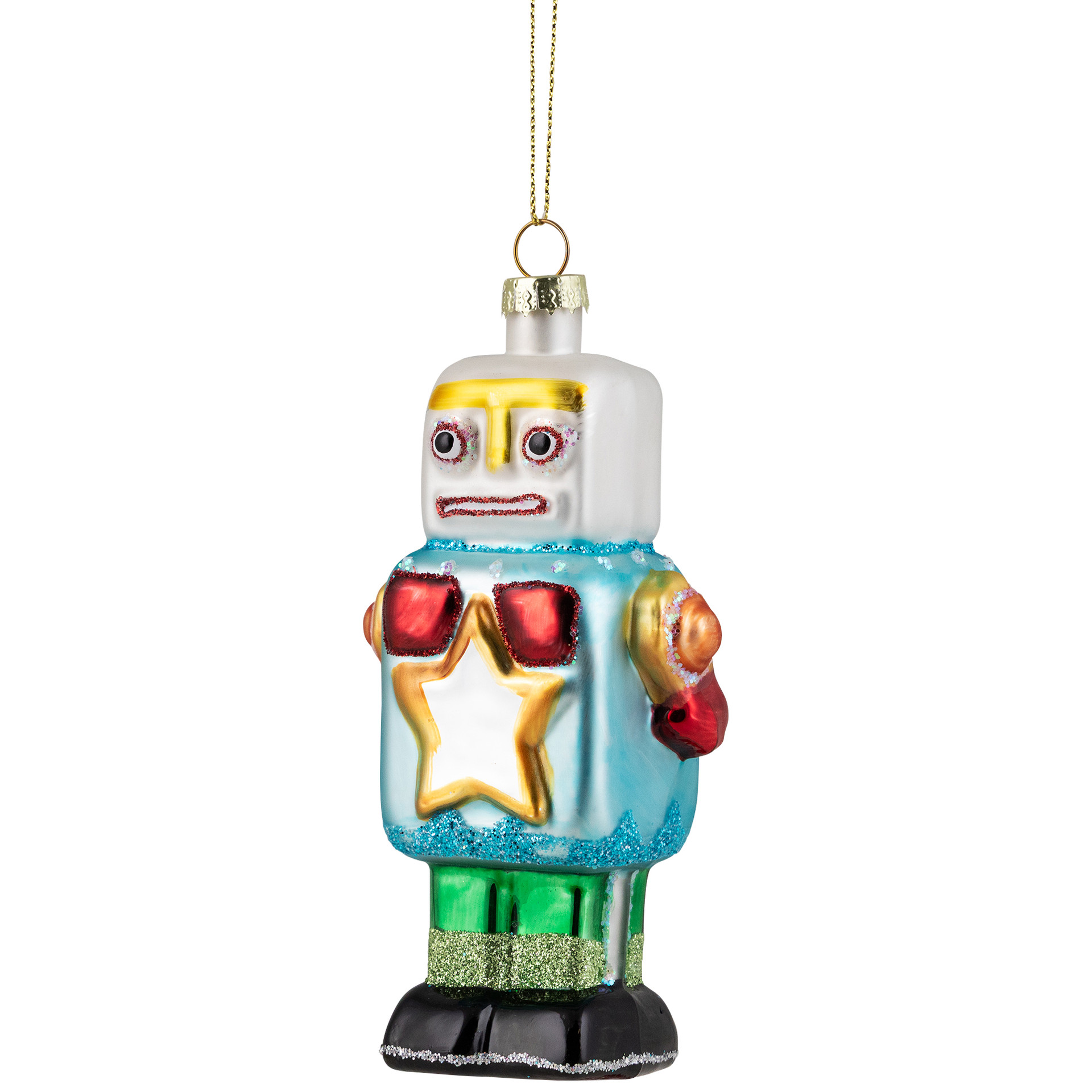 4.75" Multi-Colored Glass Robot Christmas Ornament | Christmas Central