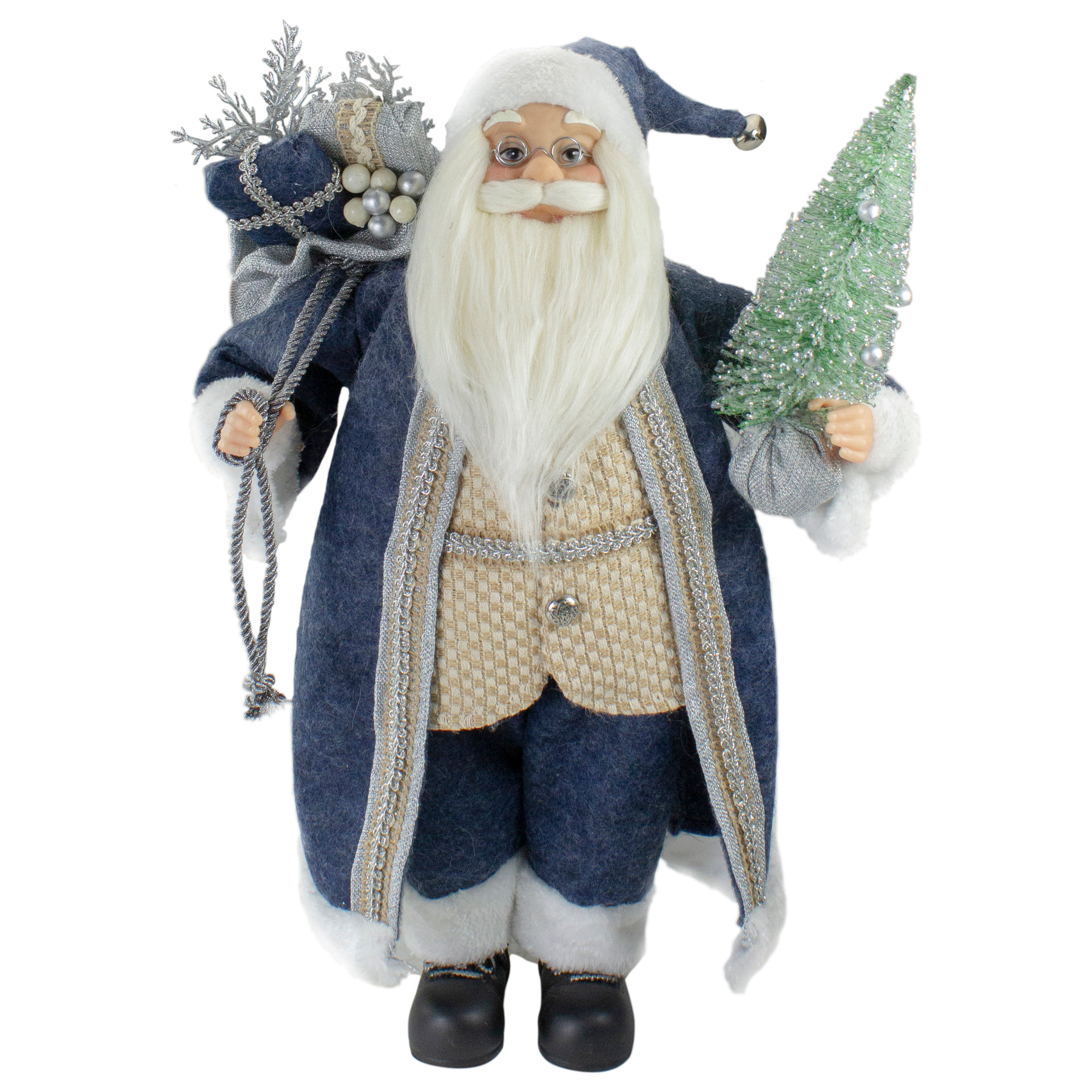 18" Standing Santa Christmas Figure with a Decorated Tree | Christmas ...
