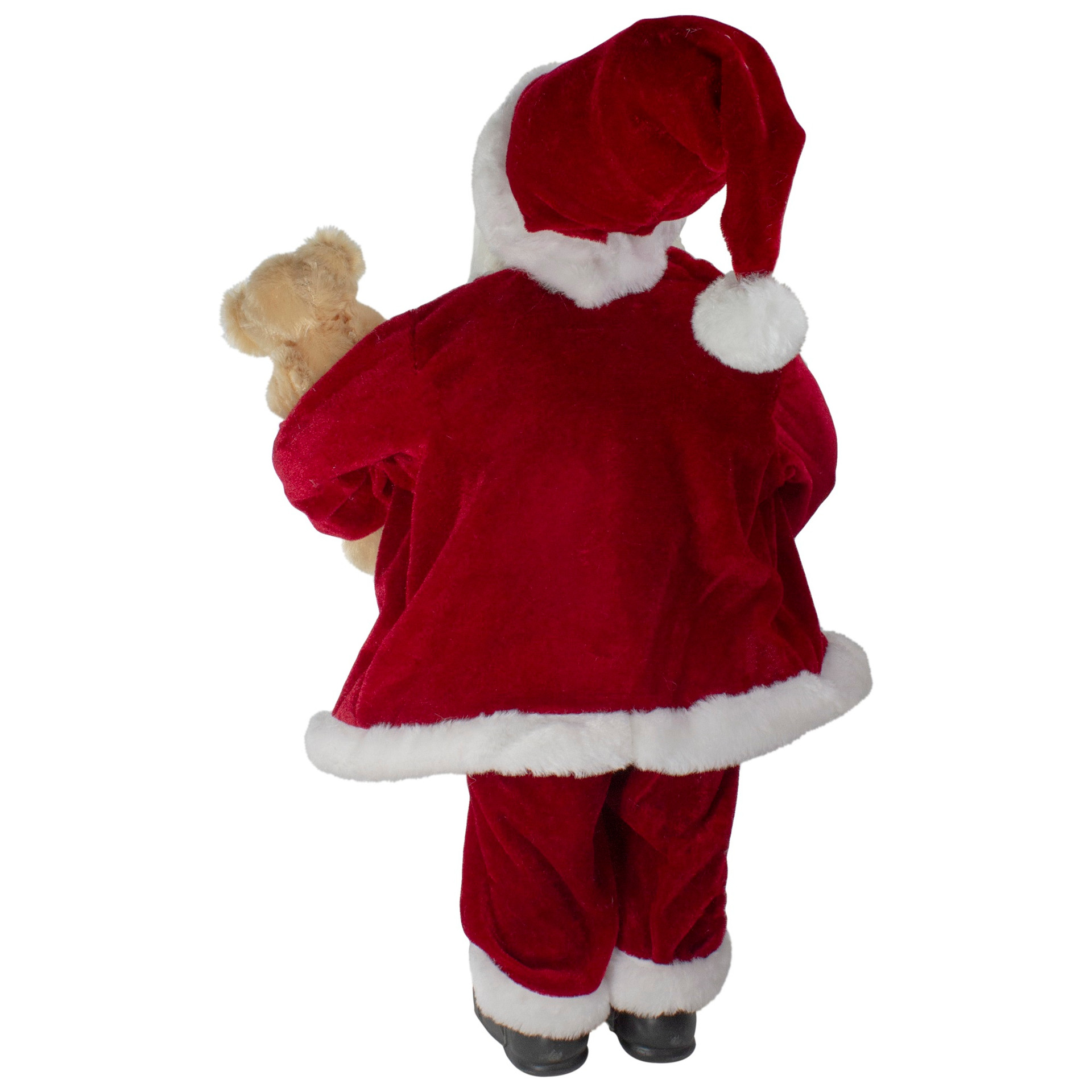 18" Standing Santa Christmas Figure with a Plush Brown Bear | Christmas ...