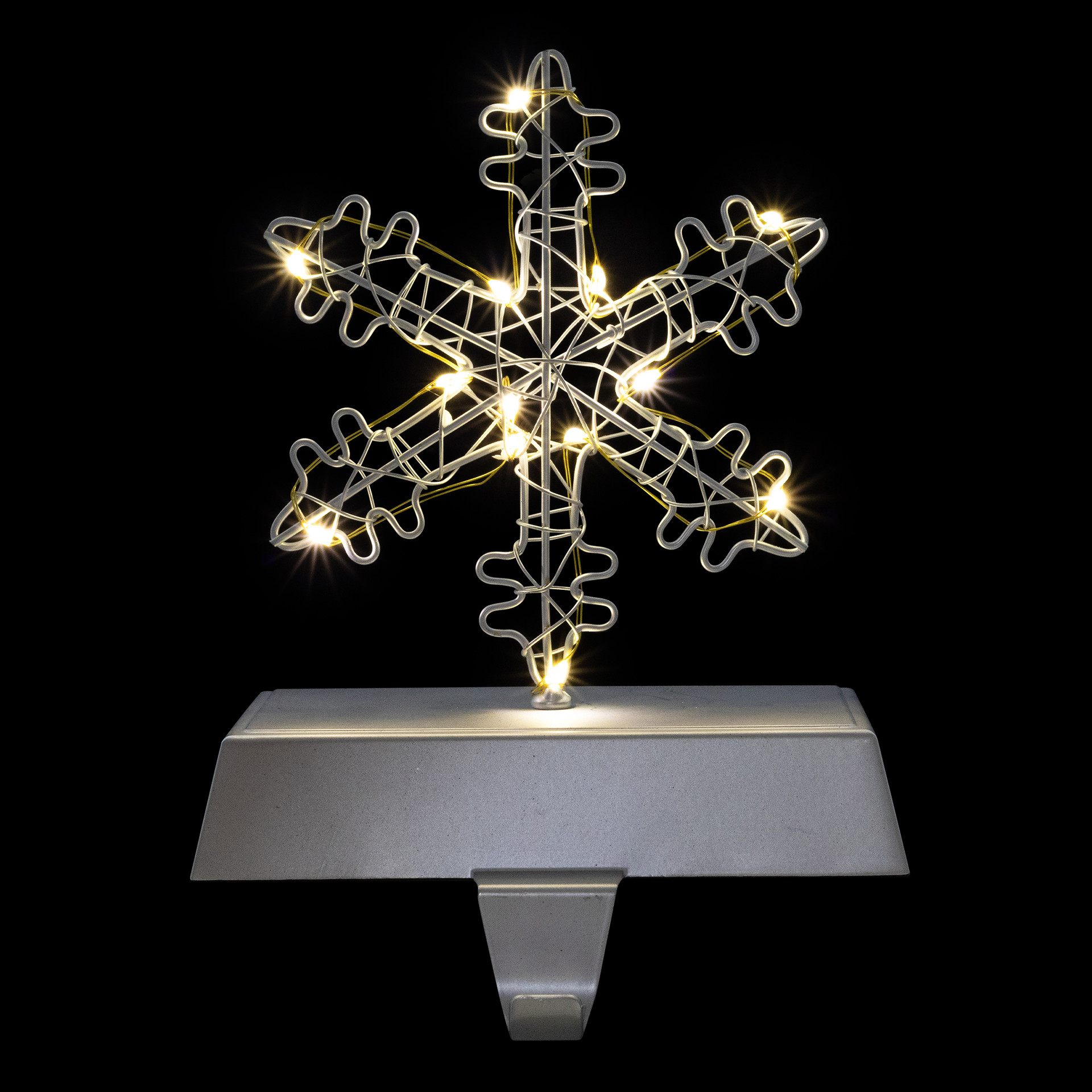 7.5" LED Lighted Silver Wired Snowflake Christmas Stocking Holder ...