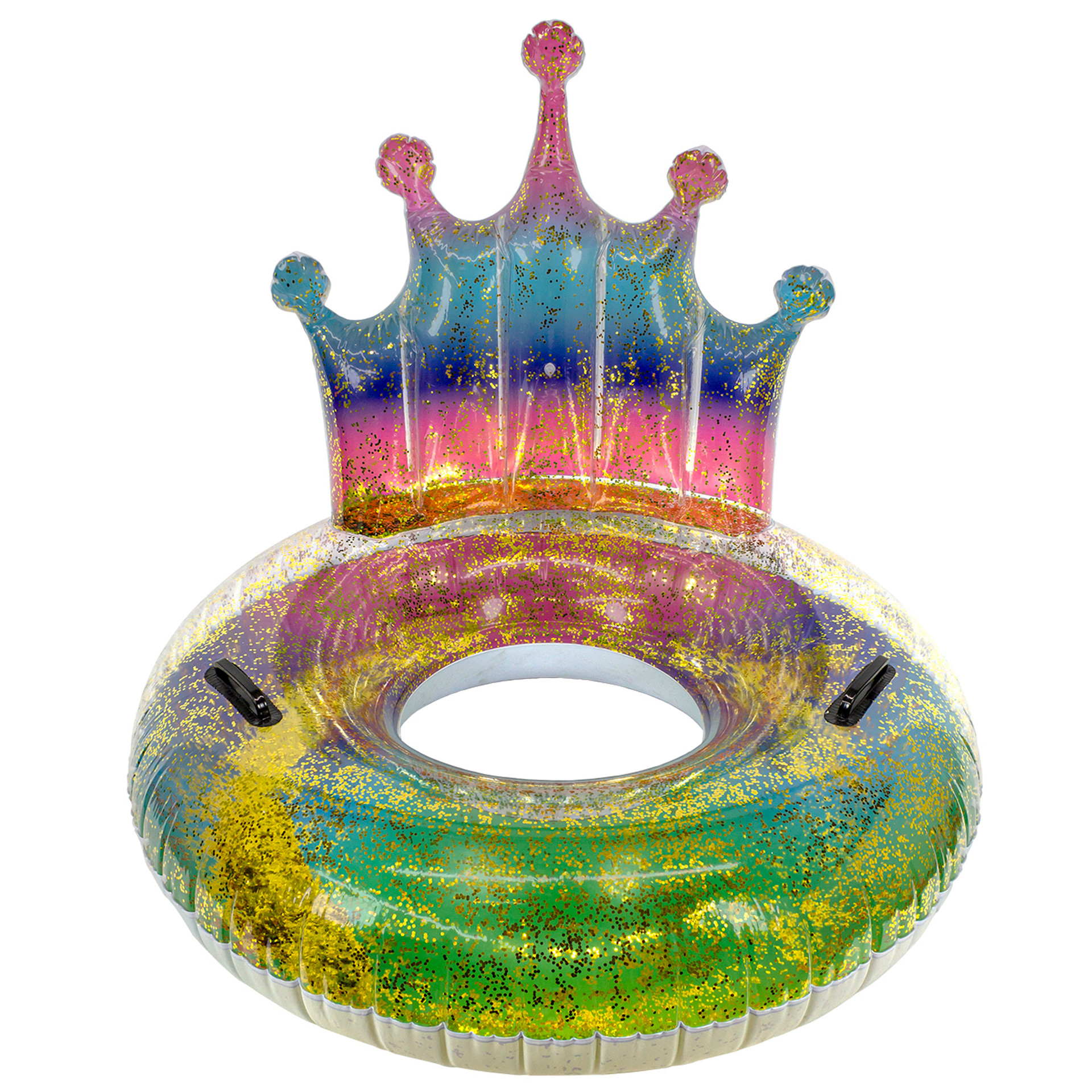 43" Rainbow Glitter Tiara Swimming Pool Inflatable Inner Tube ...