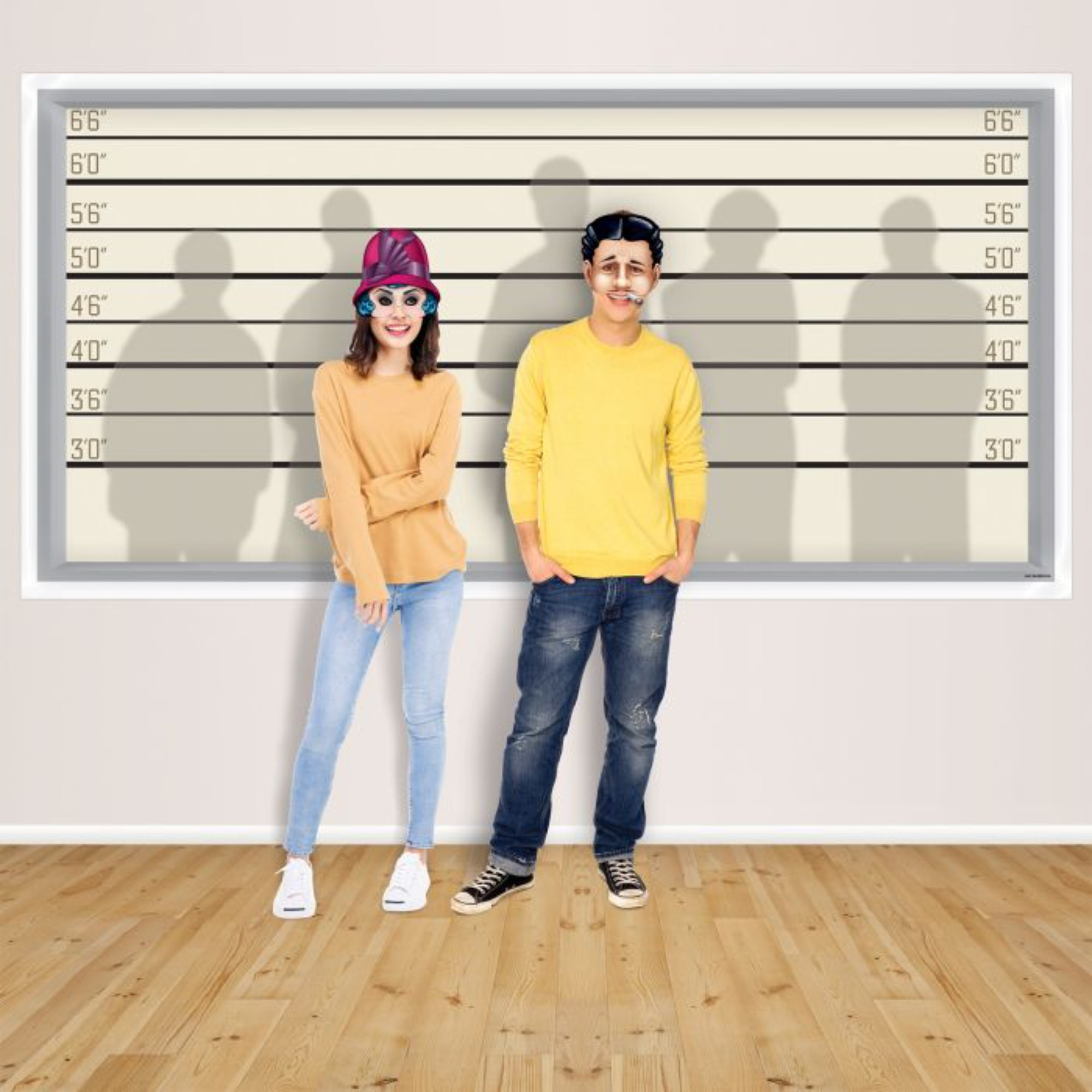Pack of 6 Beige & Black Criminal Line Up Photo Party Backdrop Decors 62 ...