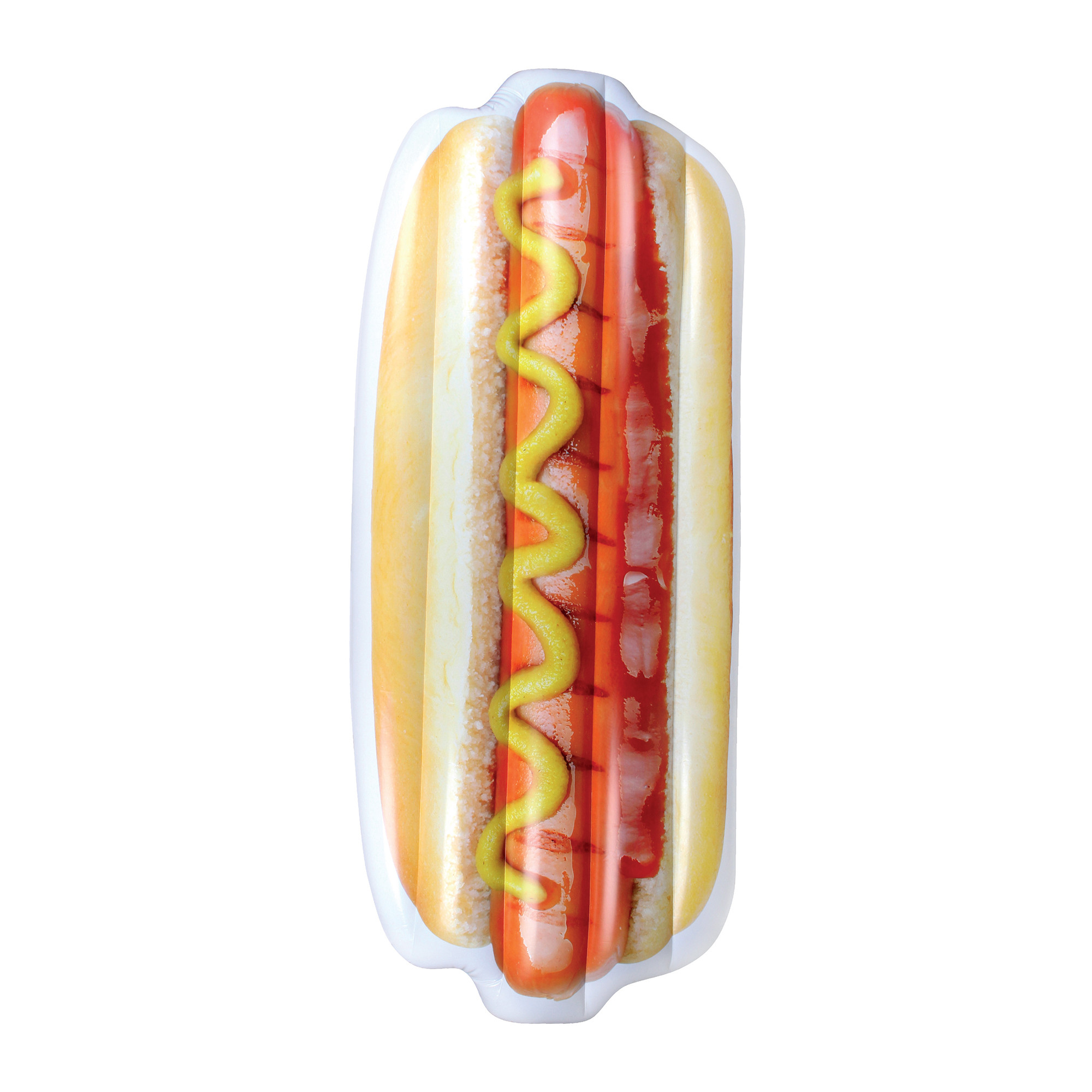 59" Inflatable Hot Dog with Mustard Swimming Pool Float | Christmas Central