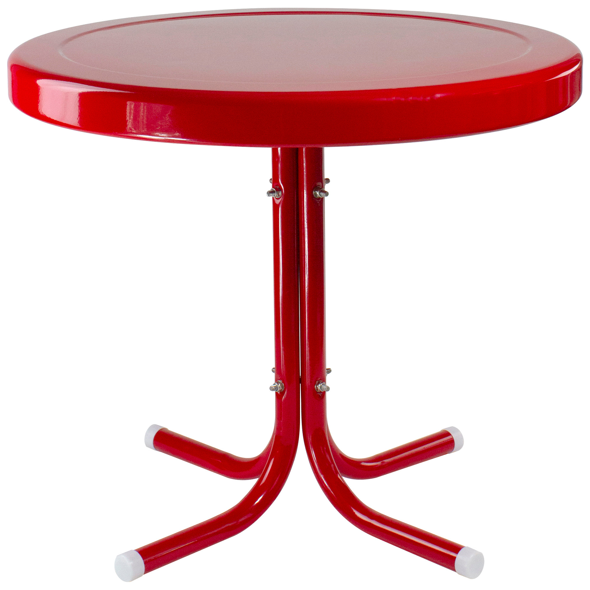 22" Outdoor Retro Tulip Side Table, Red | Christmas Central