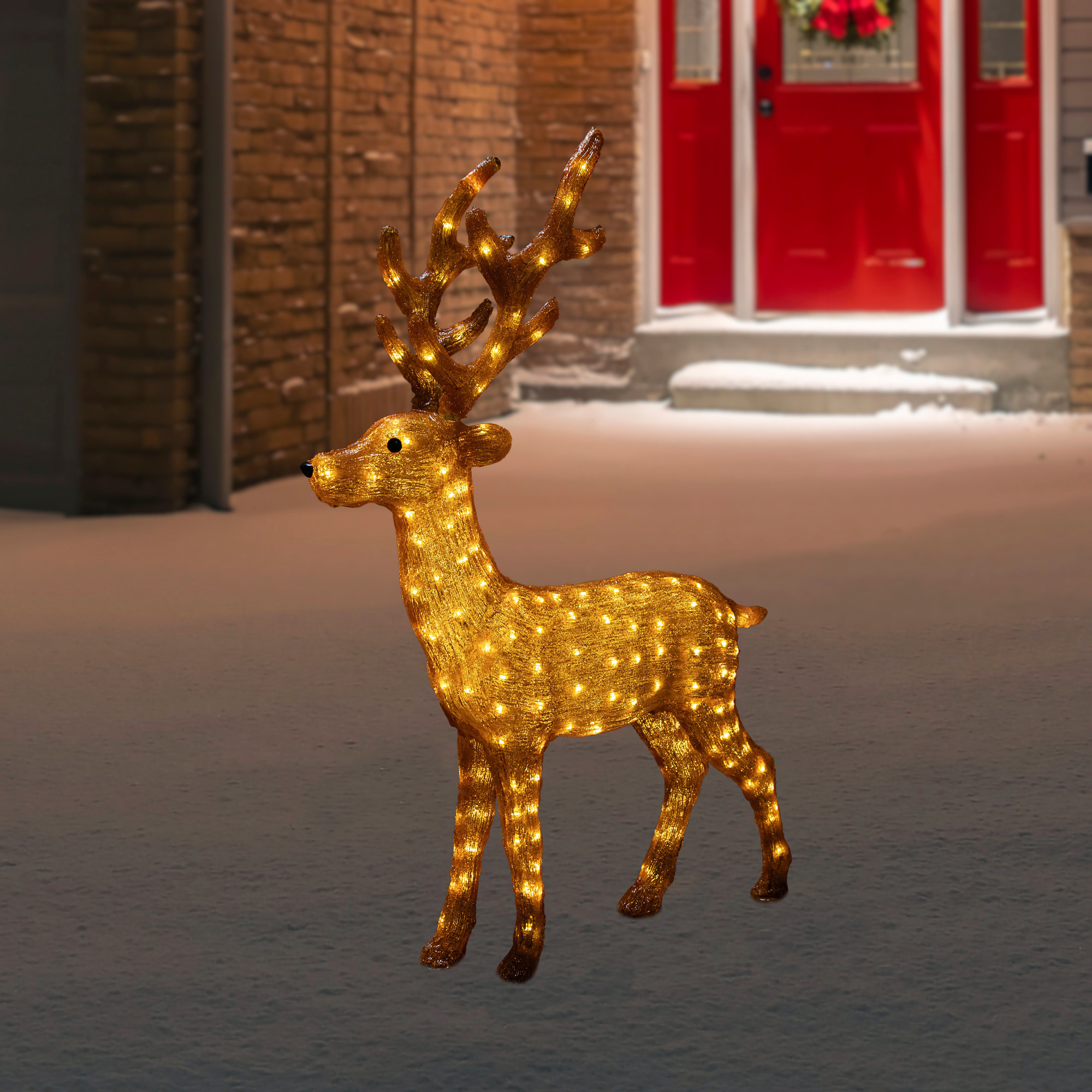 46" LED Lighted Commercial Grade Acrylic Reindeer Outdoor Christmas ...