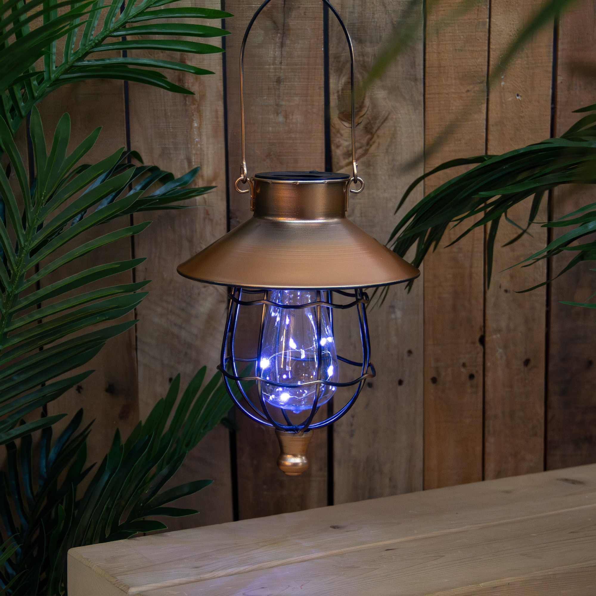9" Bronze Outdoor Hanging Solar Lantern with Handle | Christmas Central