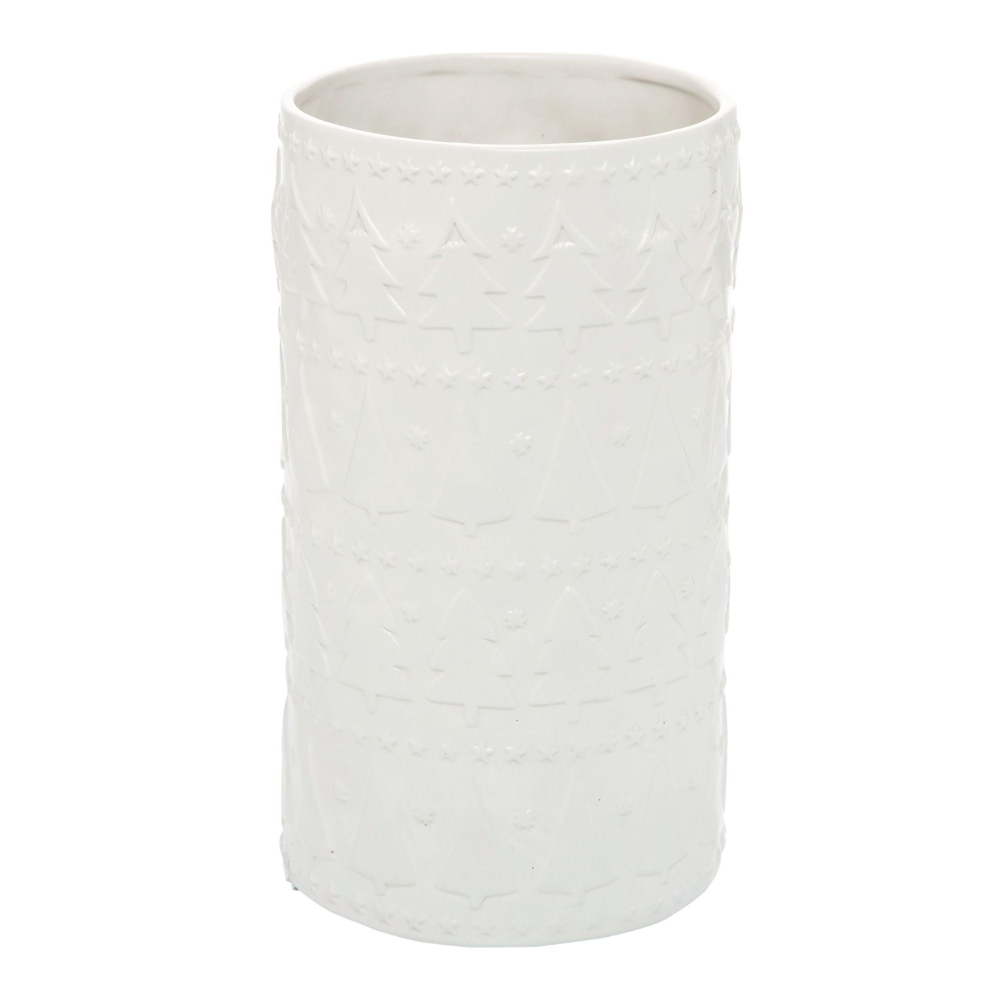 11" White Contemporary Sculpted Christmas Tree Vase | Christmas Central