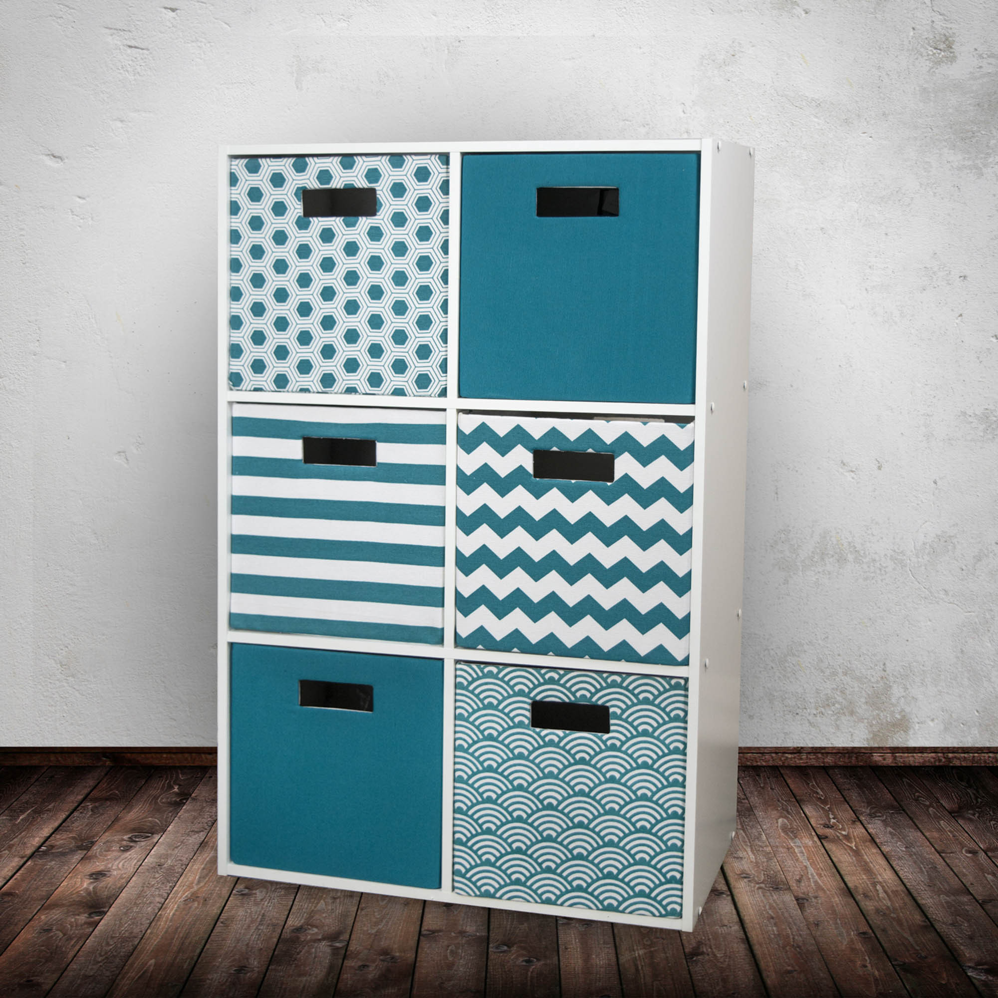 Teal Blue Cube Storage Bin with Honeycomb Design 13" | Christmas Central