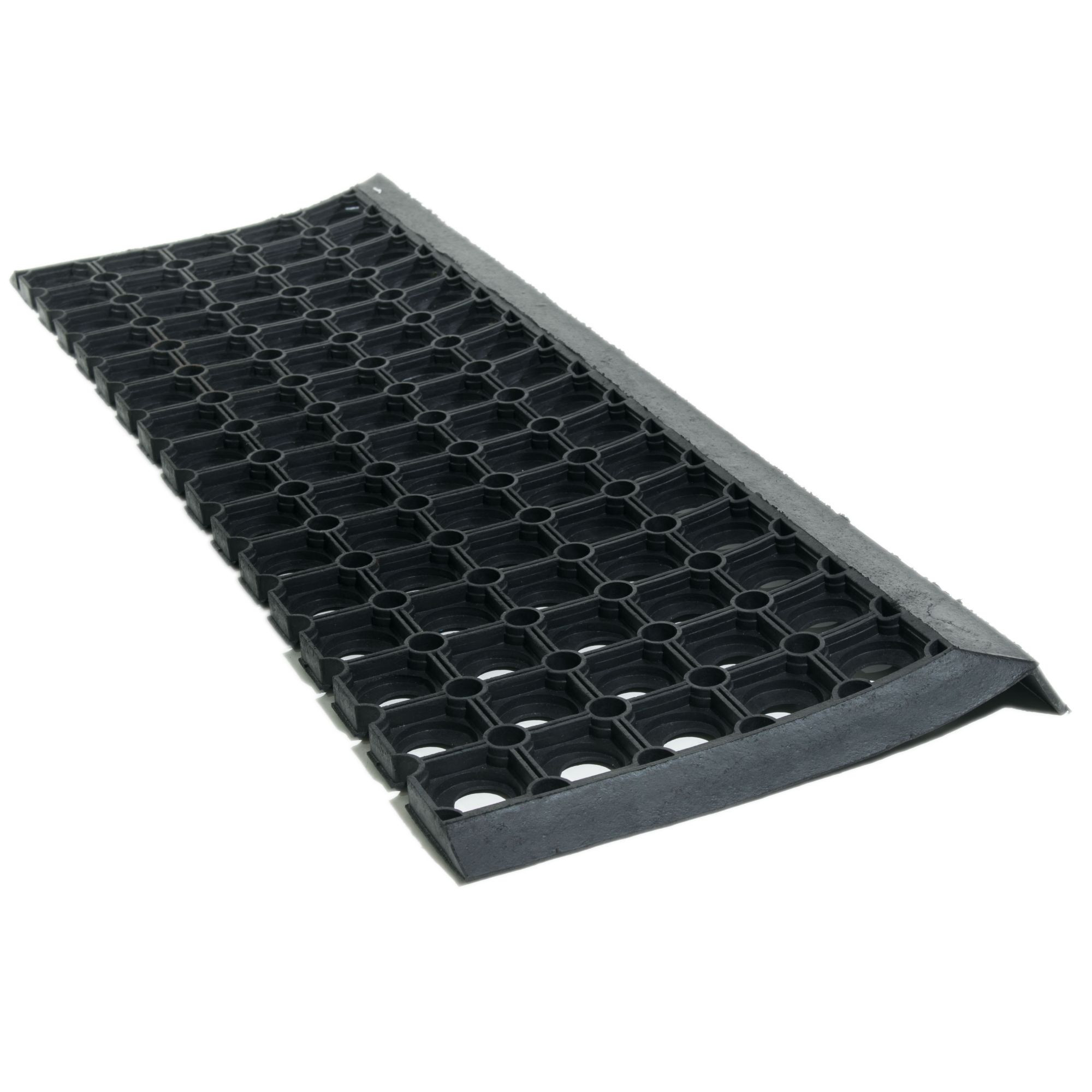 Black Rectangular Skid Free Rubber Step Mat 30" x 10" | Christmas Central