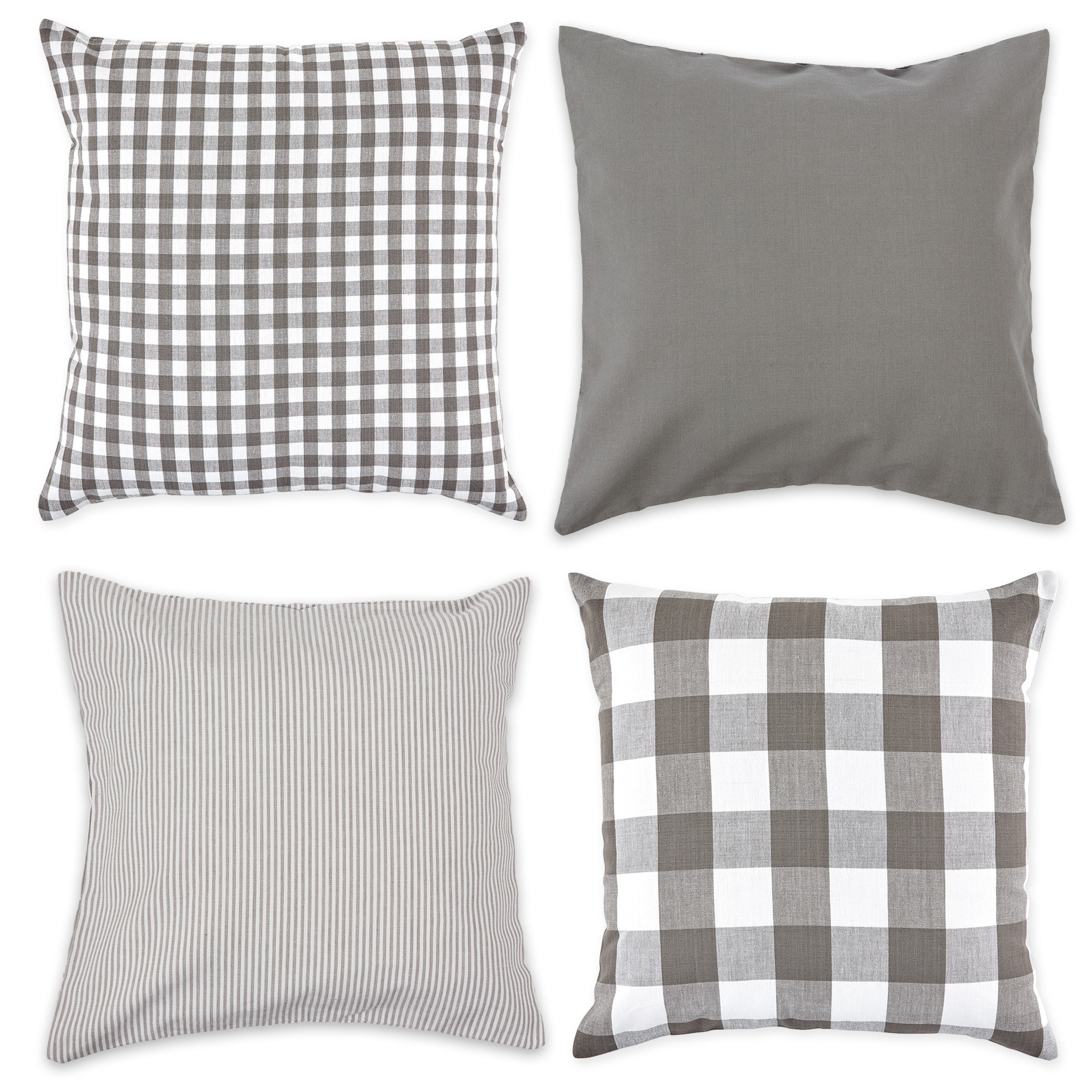 Set of 4 Assorted Gray & White Checkered Pillow Covers | Christmas Central