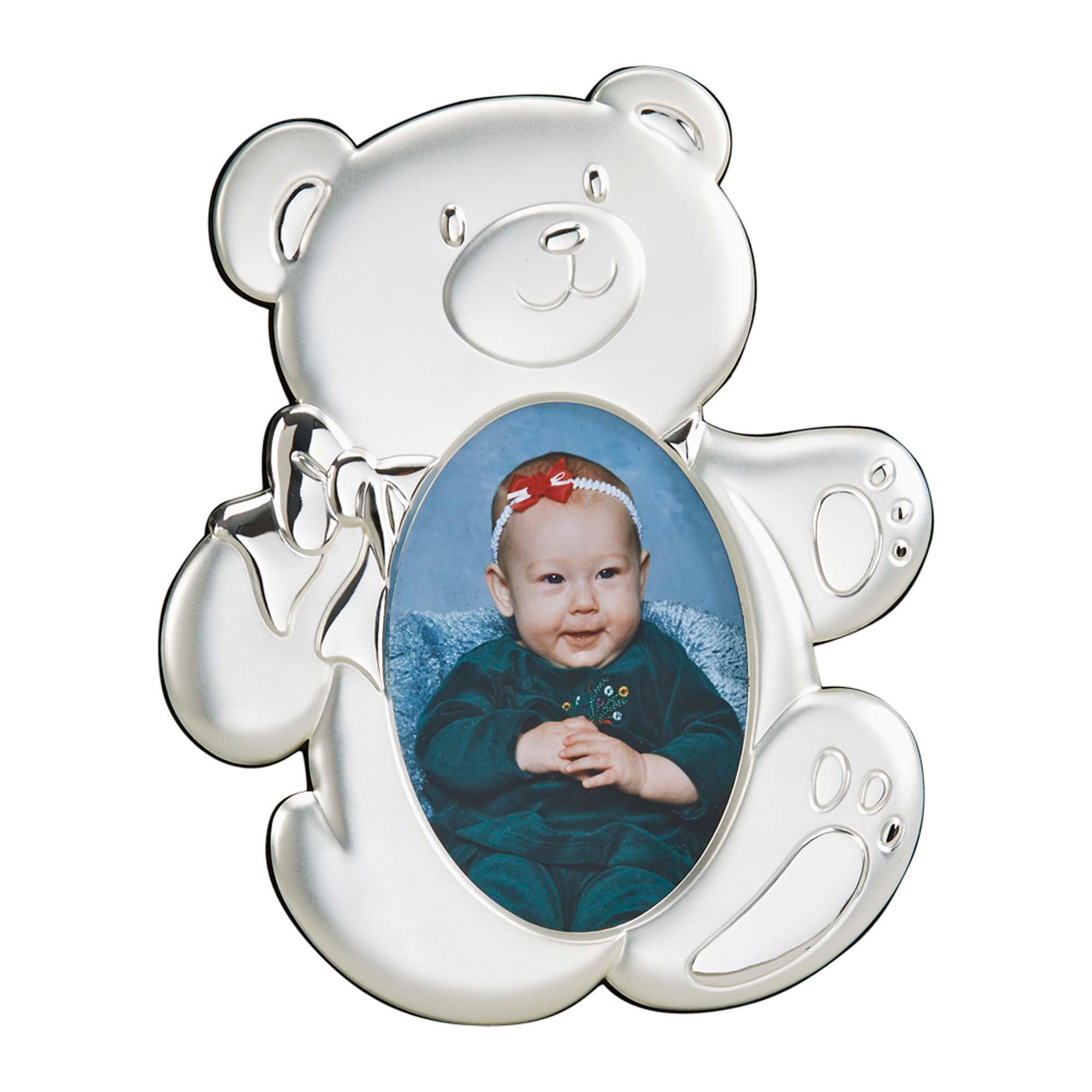 8" Silver Teddy Bear Design Photo Frame | Christmas Central