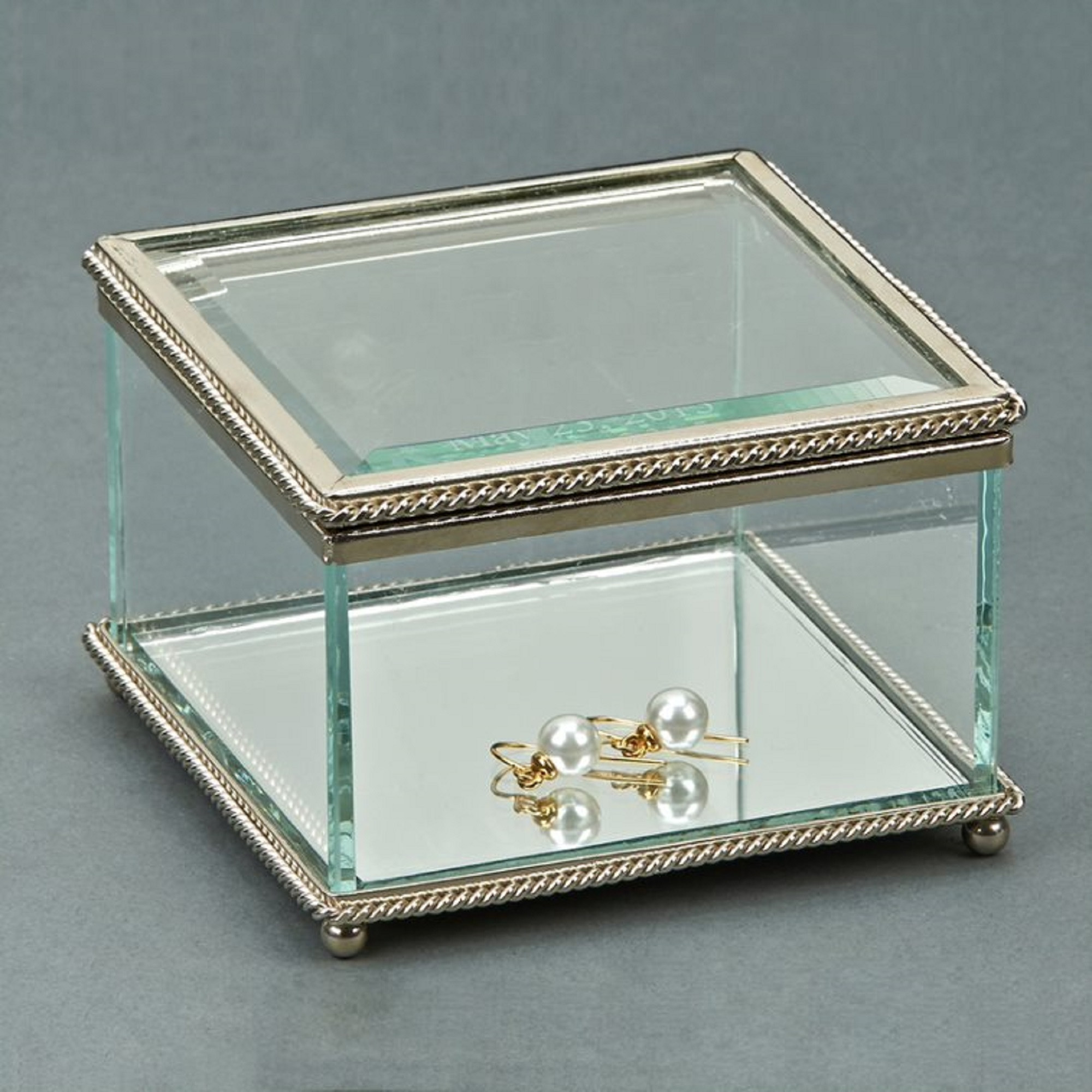 3.75" Square Transparent Glass Hinged Box | Christmas Central