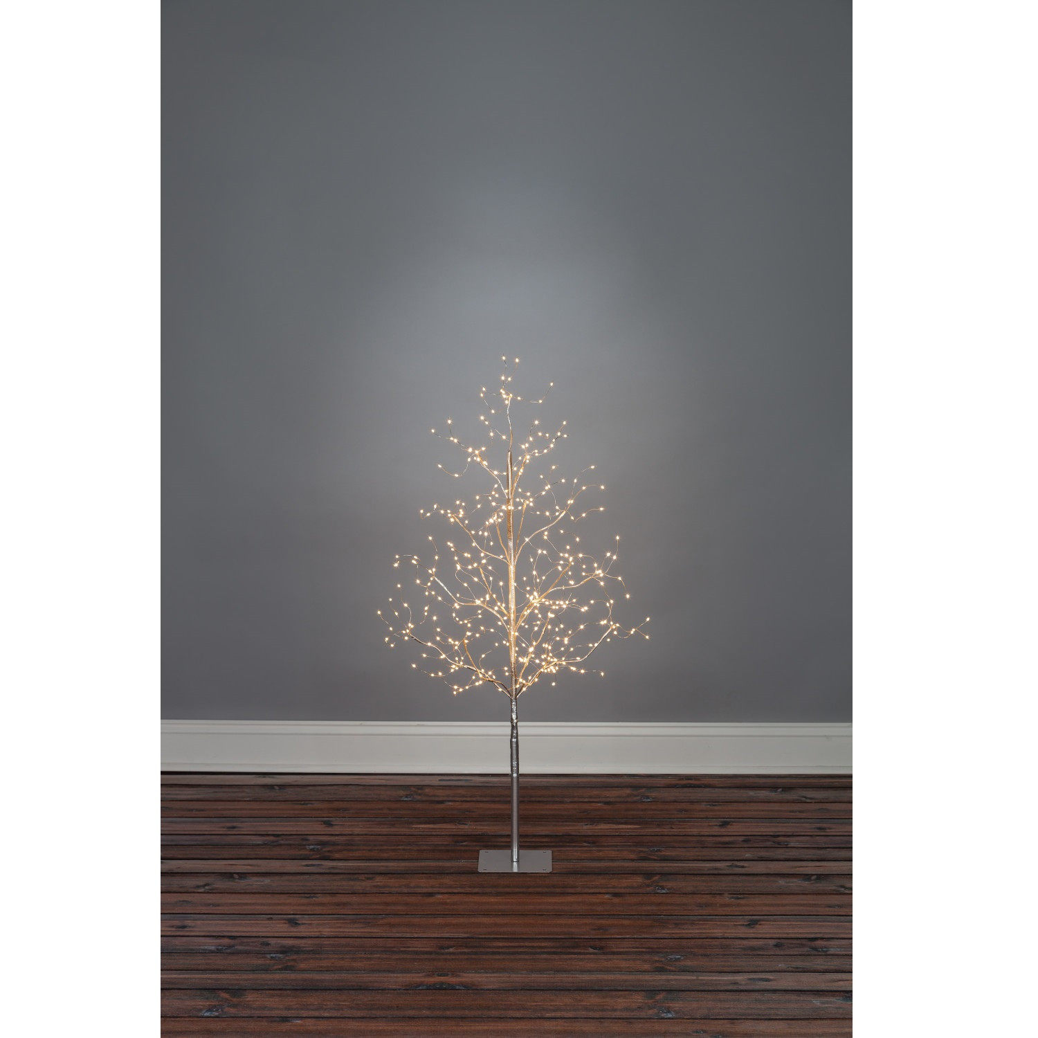 4' Silver Electrically-Powered Blossom Tree with LED Warm Lights ...