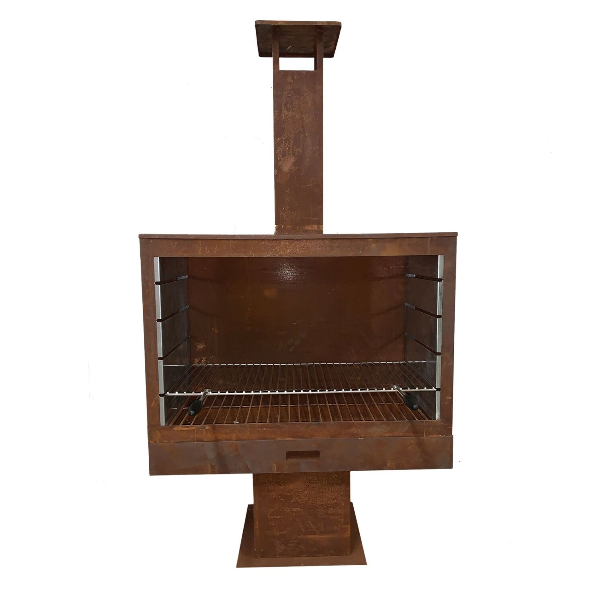 63.5" Brown Rustic Finish Rectangular Outdoor Wide Terrace Fireplace ...