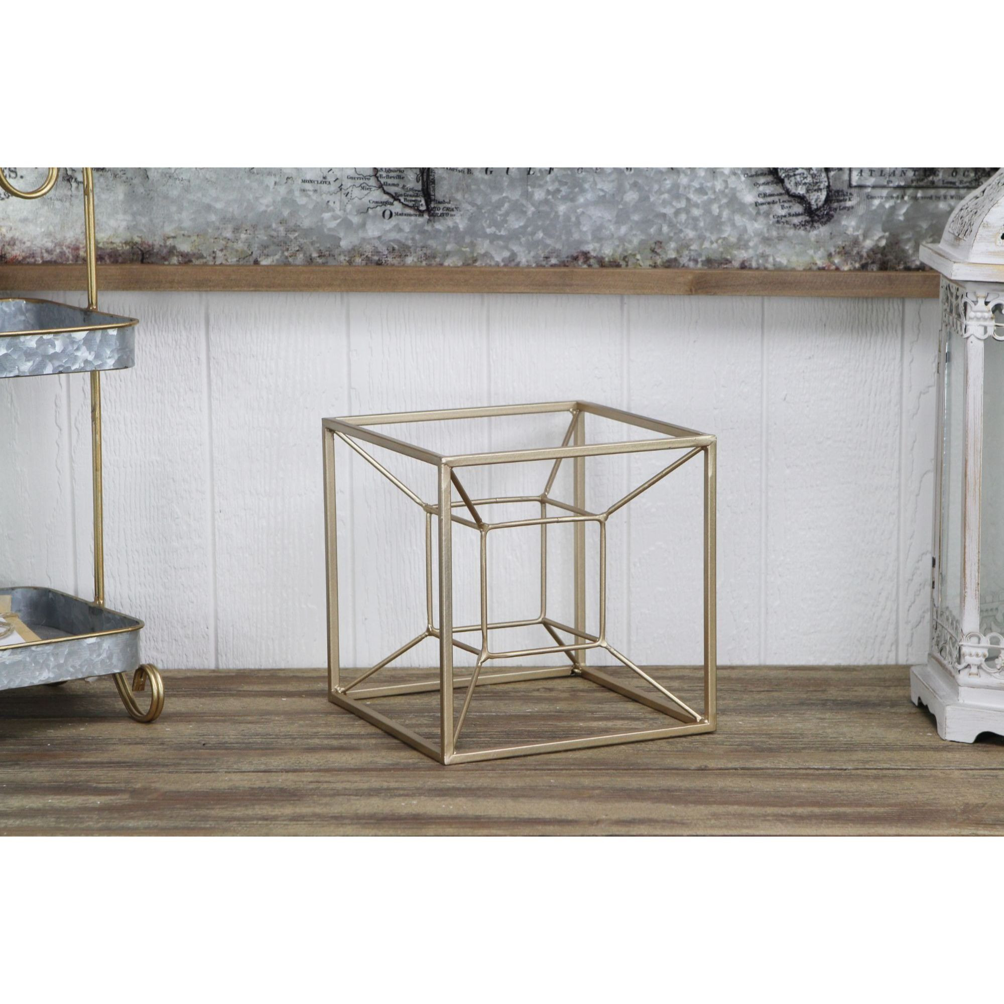 8" Gold Large Tesseract Tabletop Decoration | Christmas Central