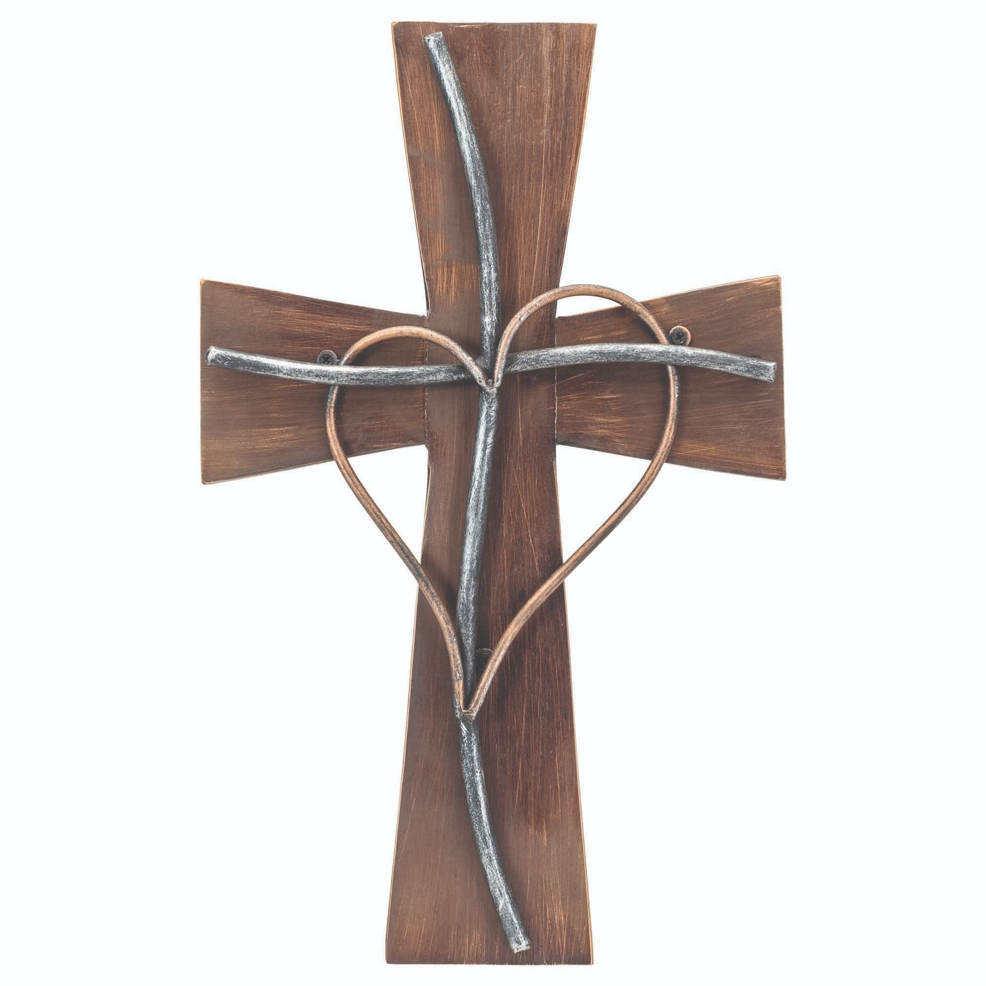 17.75" Brown & Silver Rustic Religious Wall Cross | Christmas Central