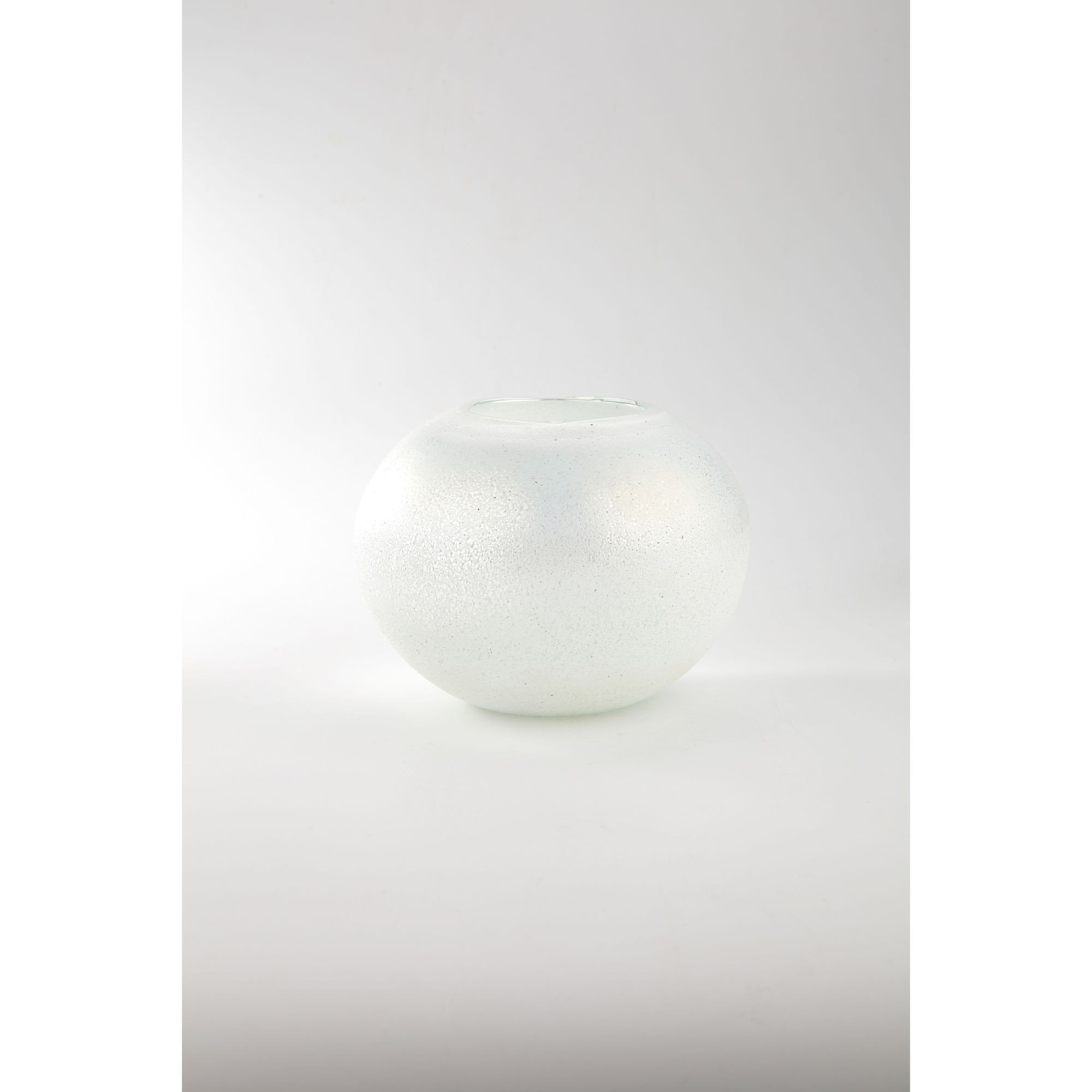Handblown Spherical Glass Vase - 7" - White | Christmas Central