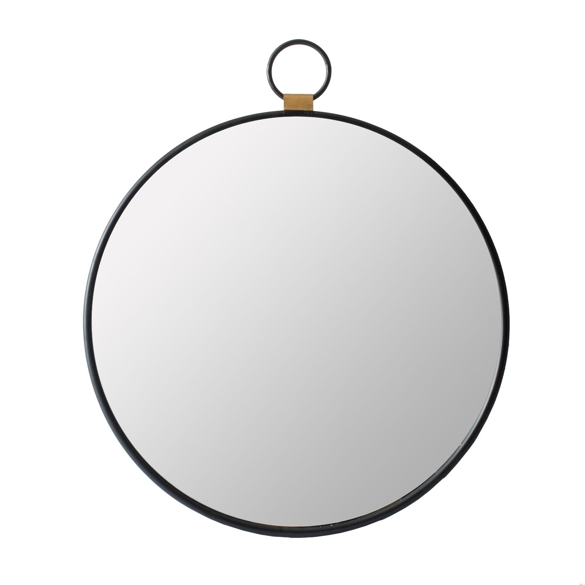27.5" Black & Clear Oval Round Stopwatch Wall Mirror with Single Loop ...