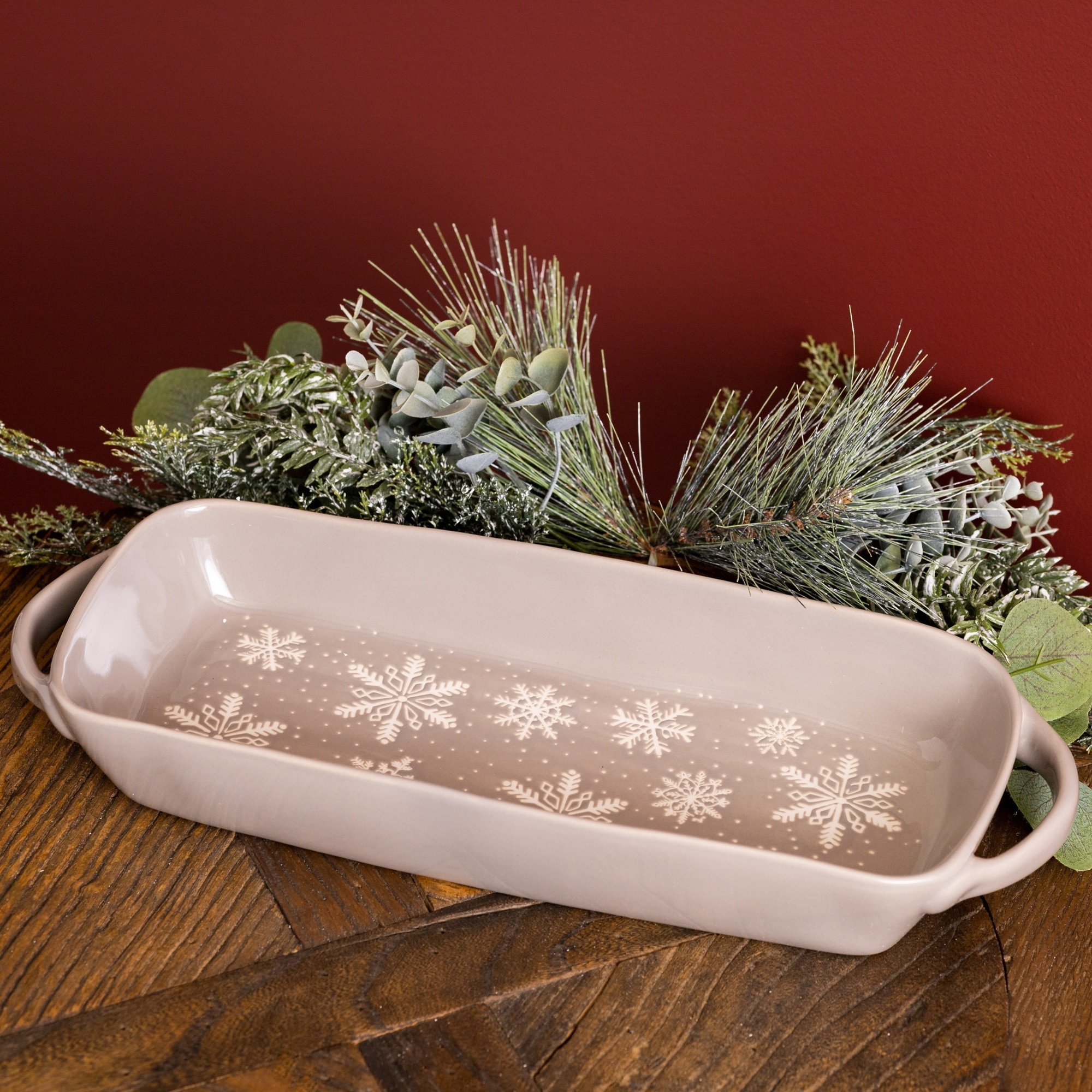 Set of 2 Snowflake Christmas Platters 16" | Christmas Central