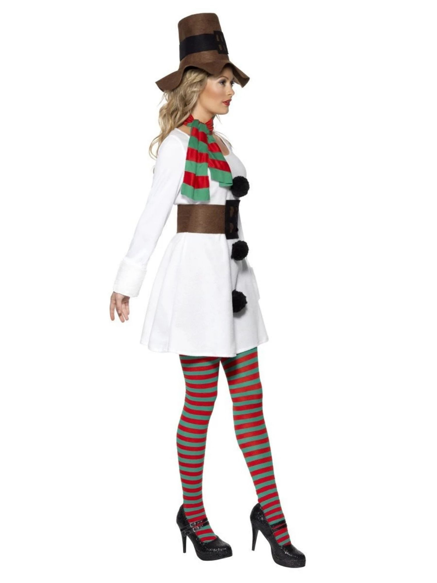 50" White & Brown Miss Snowman Women Adult Christmas Costume - Medium ...