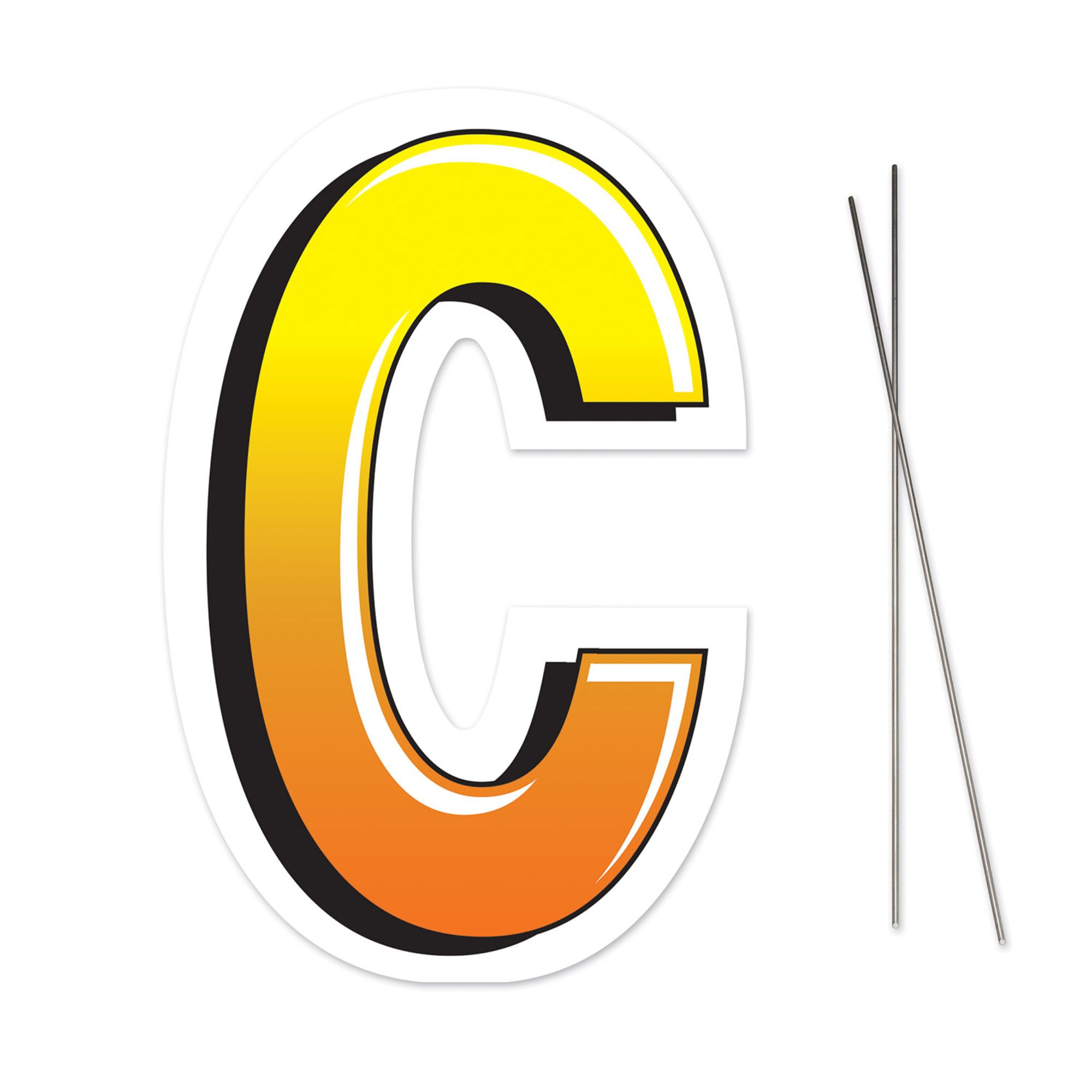 18" Yellow & Black Letter "C" Plastic Yard Sign with Metal Stakes ...