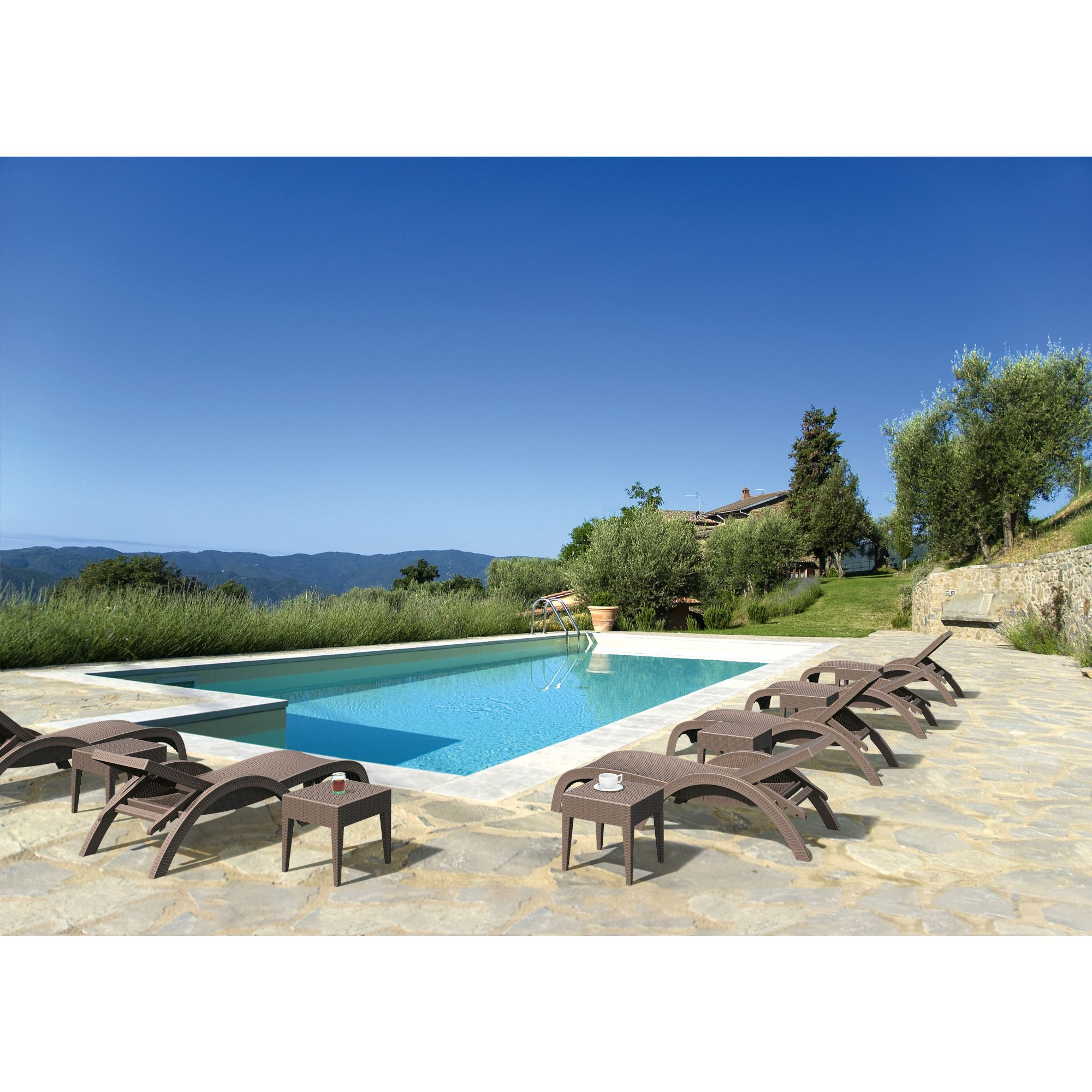 18" Brown Outdoor Patio Wickerlook Square Side Table | Christmas Central