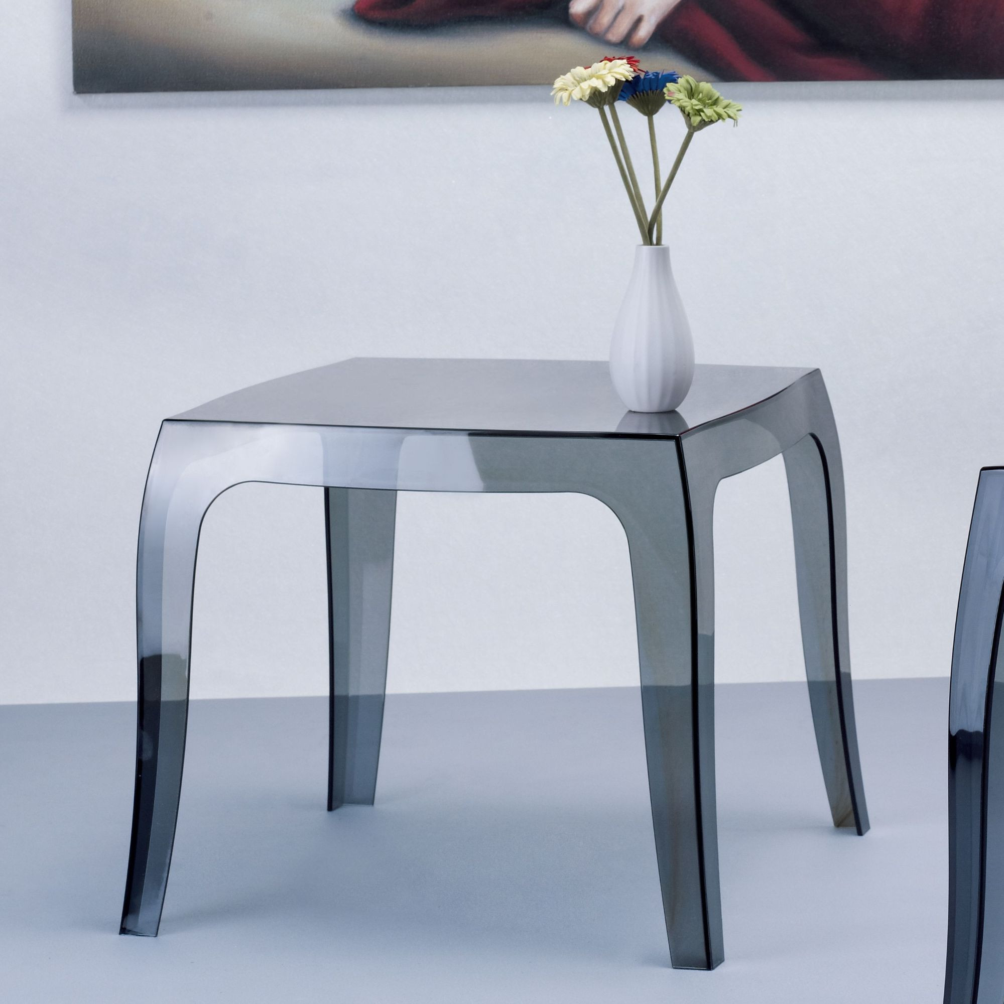 20" Black Transparent Stacking Square Outdoor Patio Side Table ...