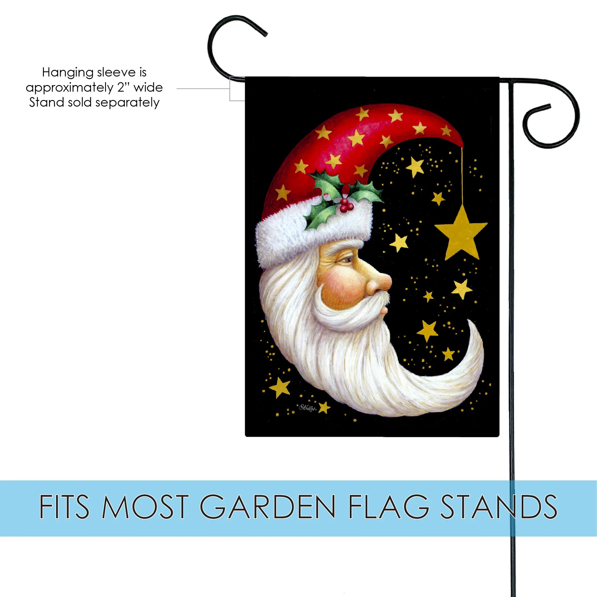 Christmas Santa Moon Outdoor Garden Flag 18" x 12.5" | Christmas Central
