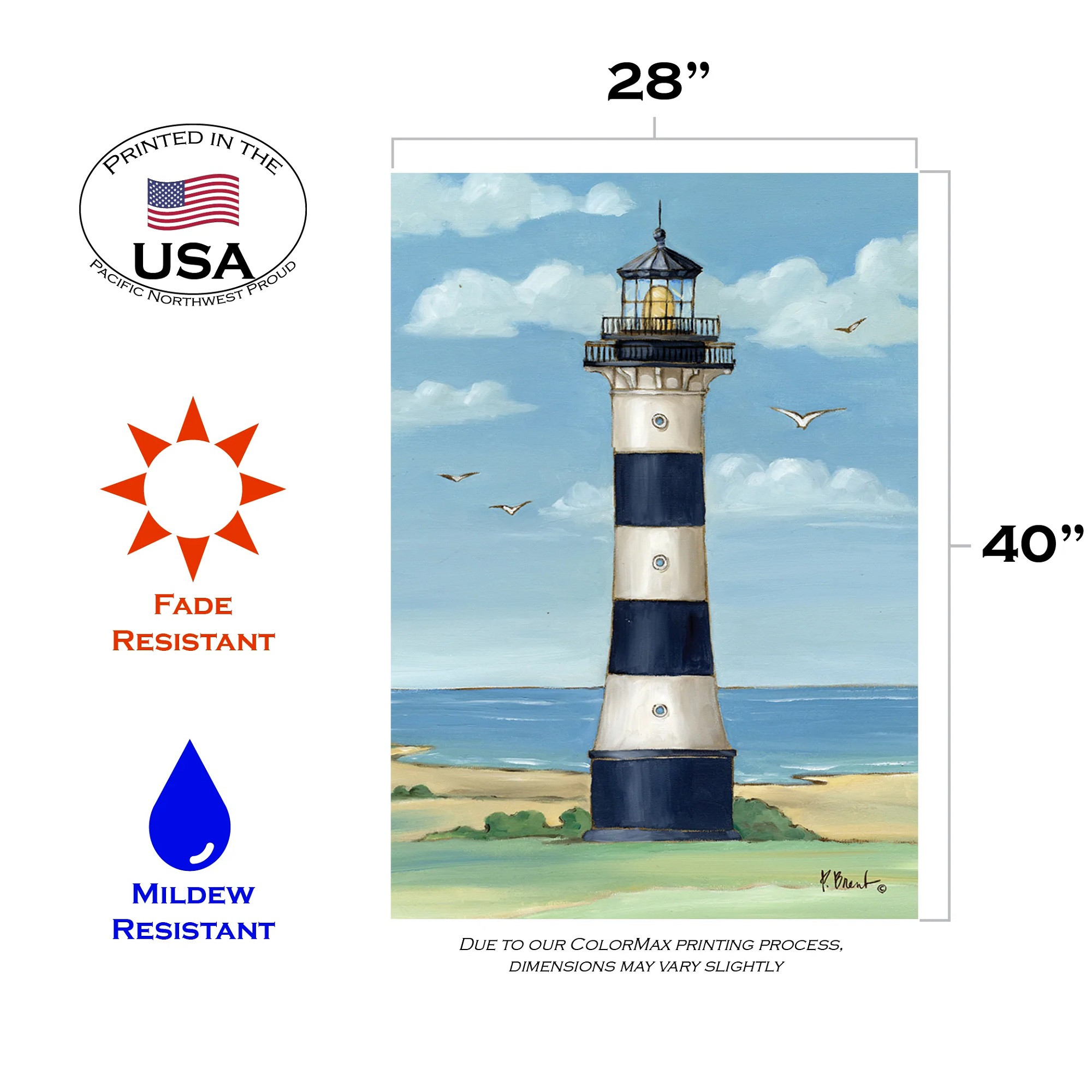 Cape Canaveral Lighthouse Outdoor House Flag 40" x 28" | Christmas Central