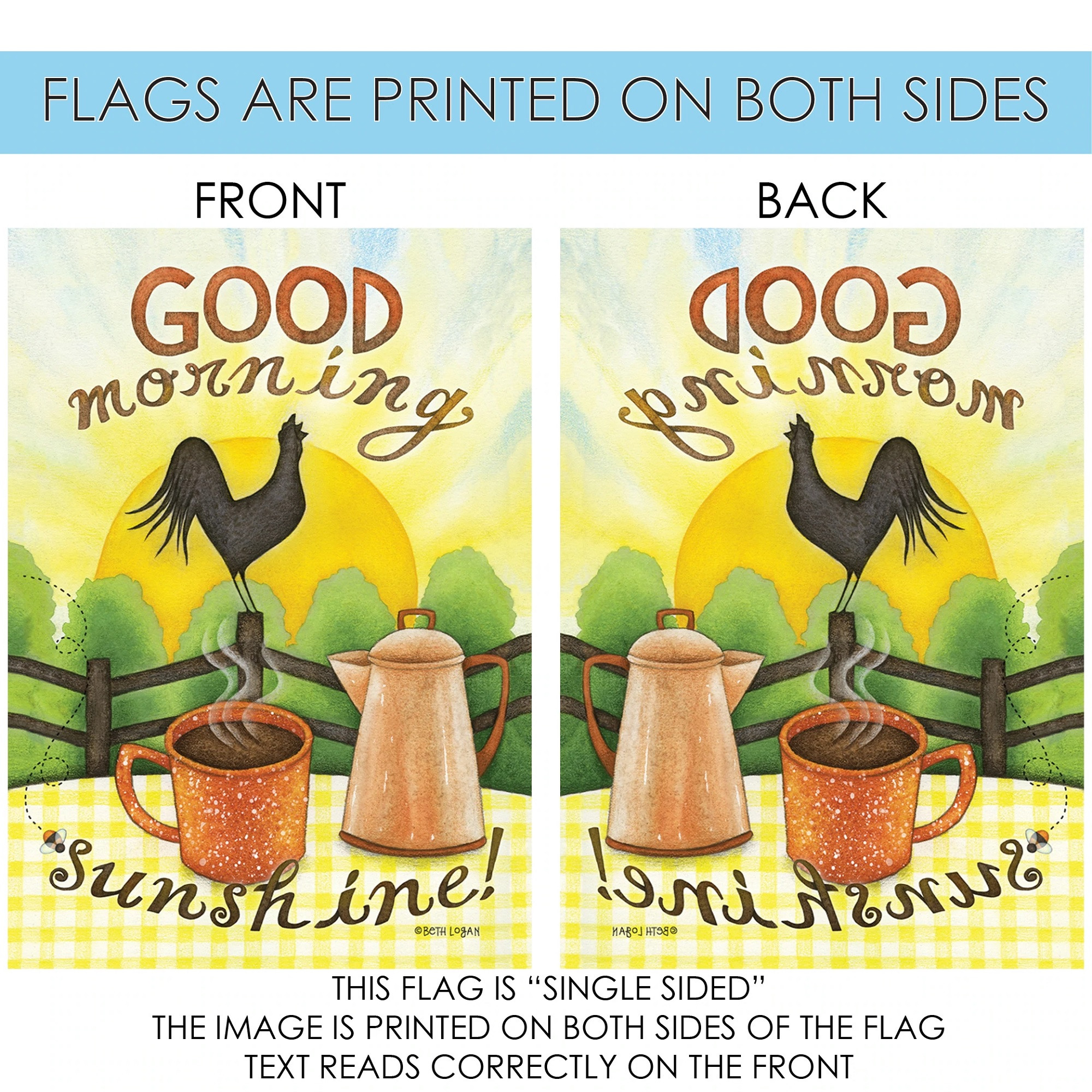 Chicken with Hot Coffee 'Good Morning Sunshine' House Flag 40" x 28 ...