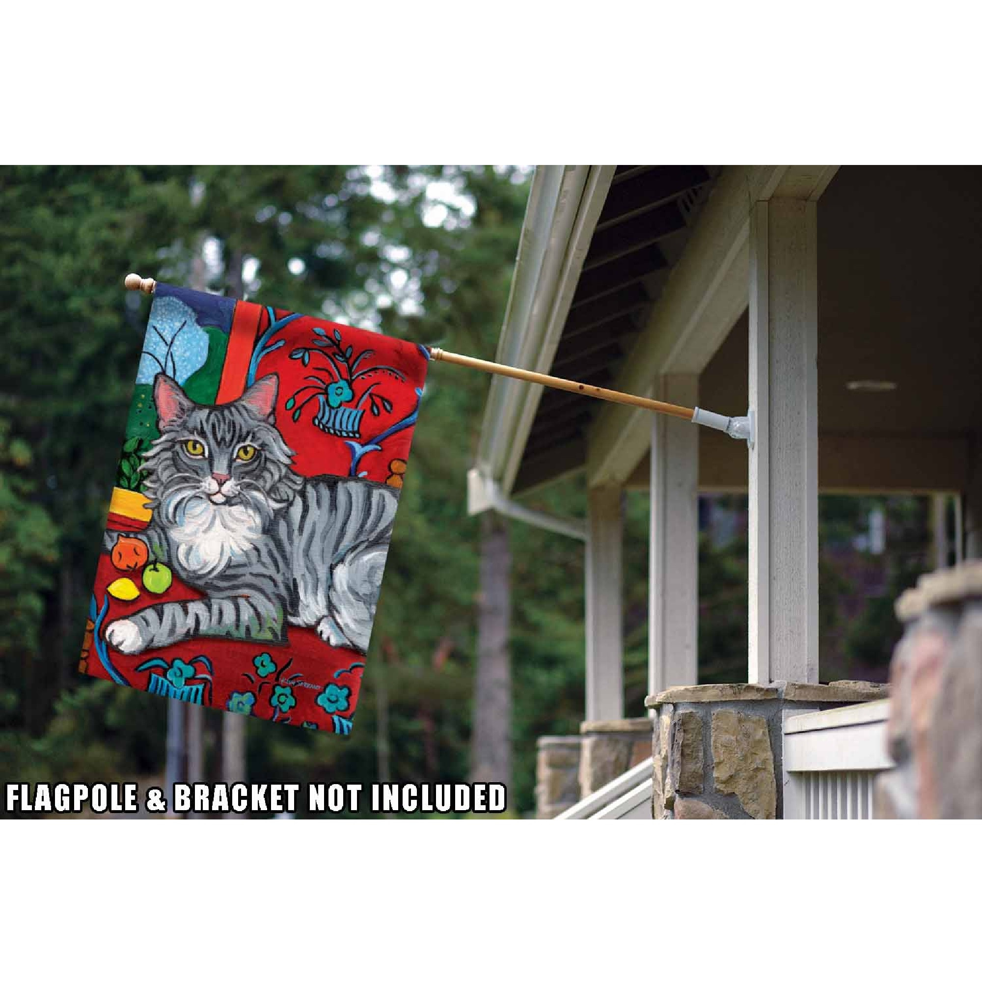 Long Haired Cat Outdoor House Flag 40' x 28" | Christmas Central