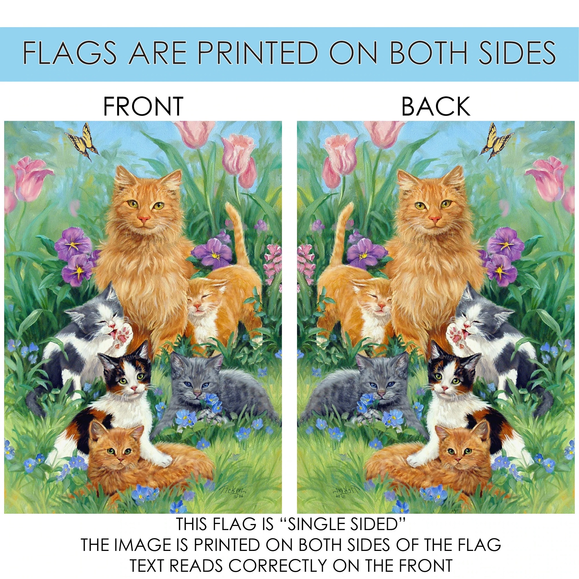 Meadow Cats Outdoor House Flag 40" x 28" | Christmas Central