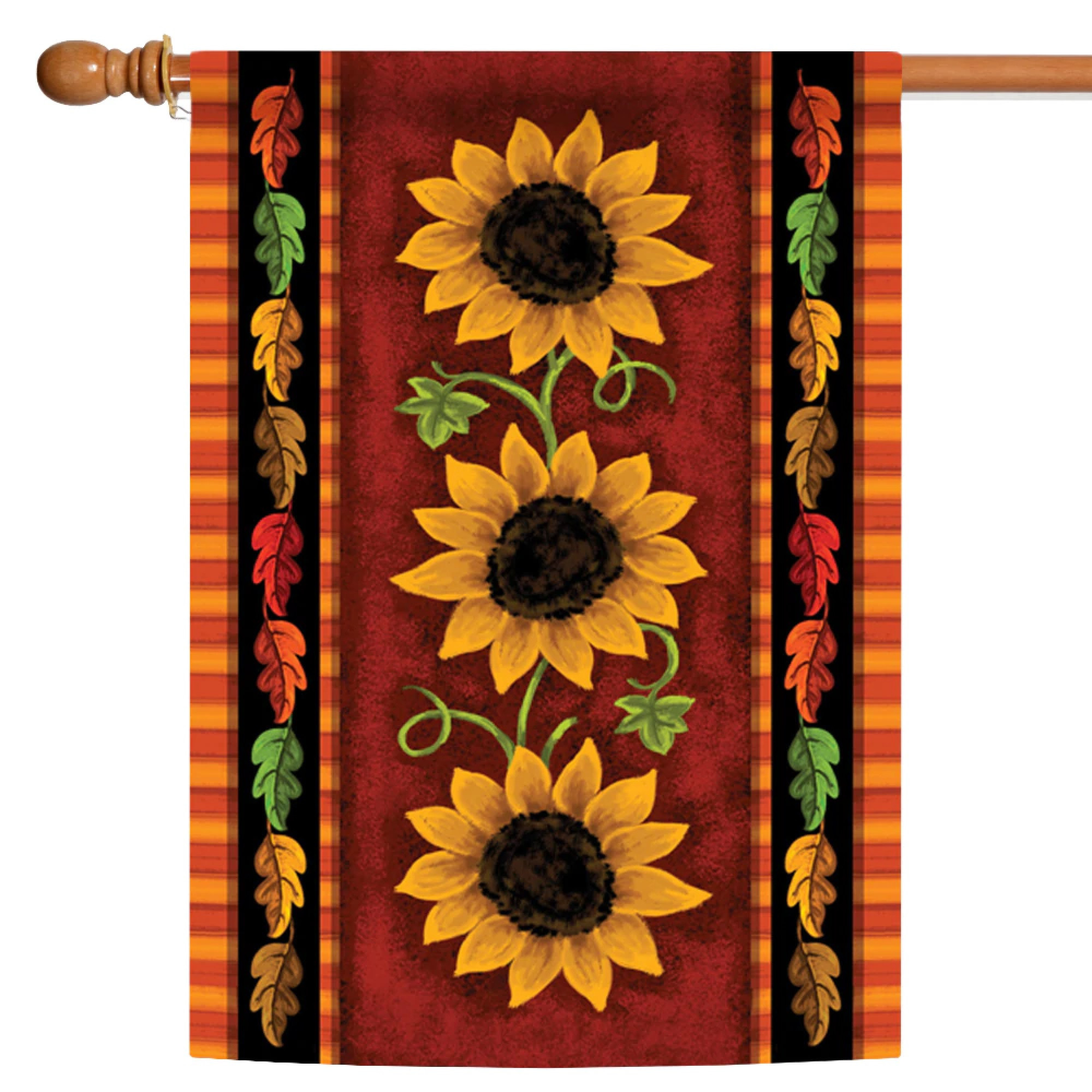 Sunflower Trio Outdoor House Flag 40" x 28" | Christmas Central