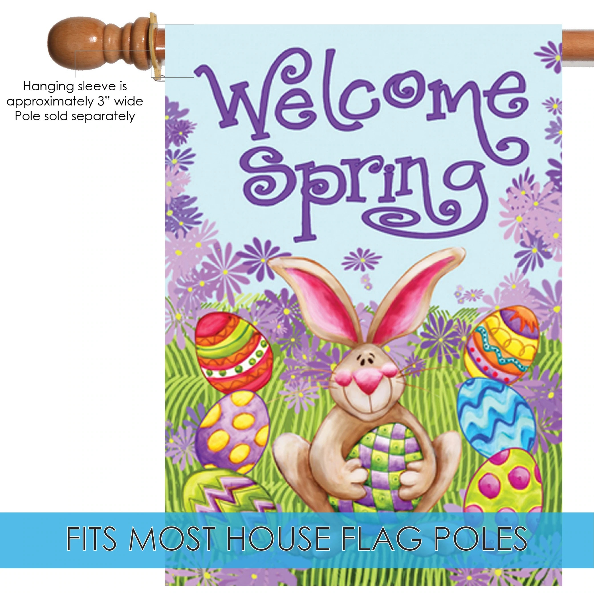 Easter 'Welcome Spring' Outdoor House Flag 40" x 28" | Christmas Central