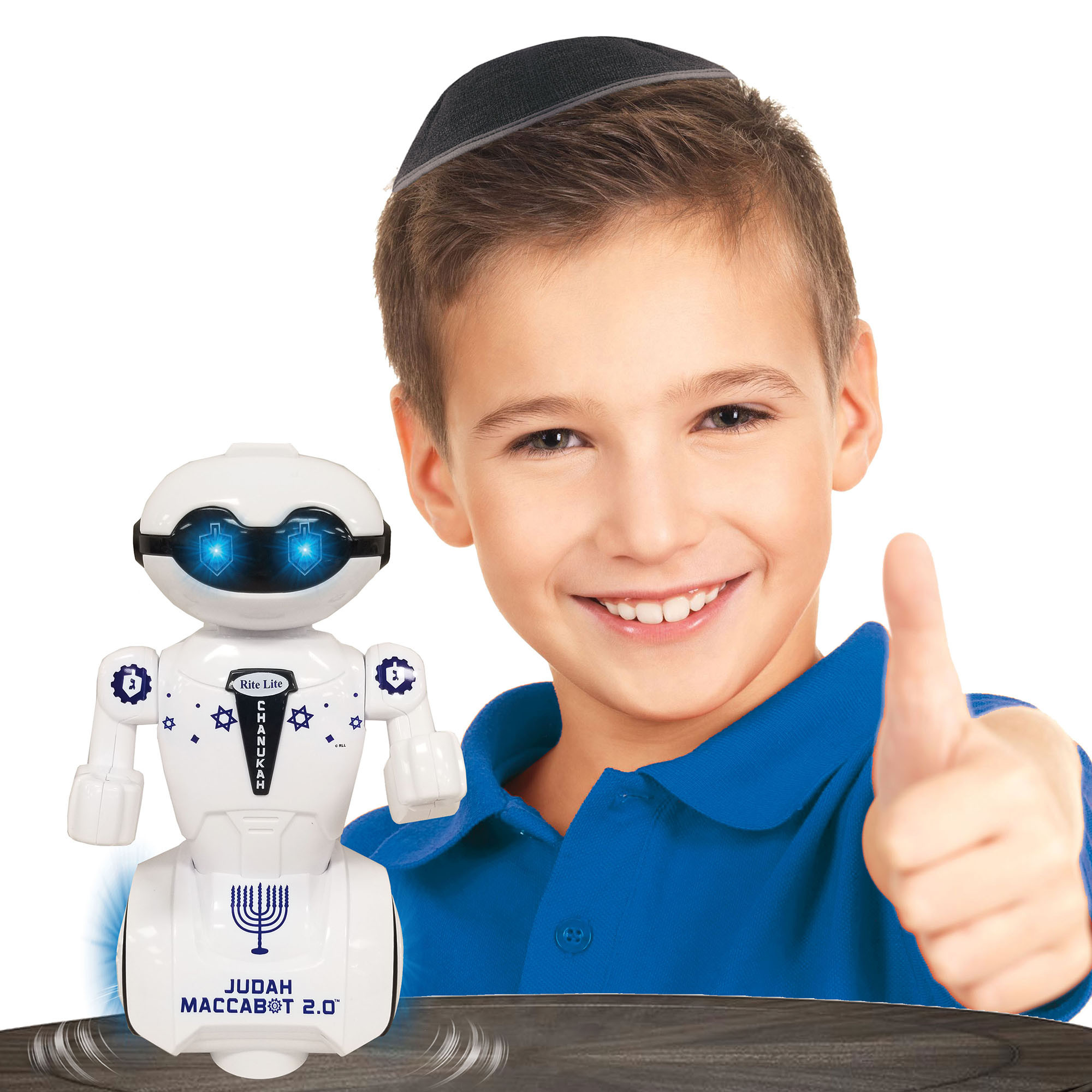 8.5" White & Blue Battery Operated Hanukkah "Judah Maccabot" Dancing ...