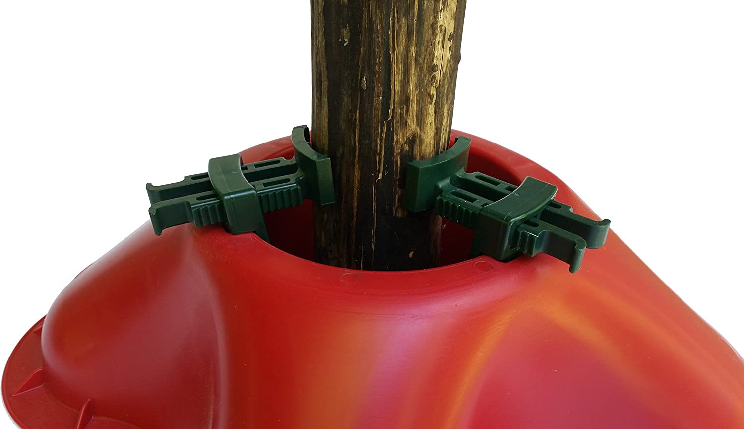 Red Christmas Tree Stand with Clamping System - For Live Trees up to 10 ...