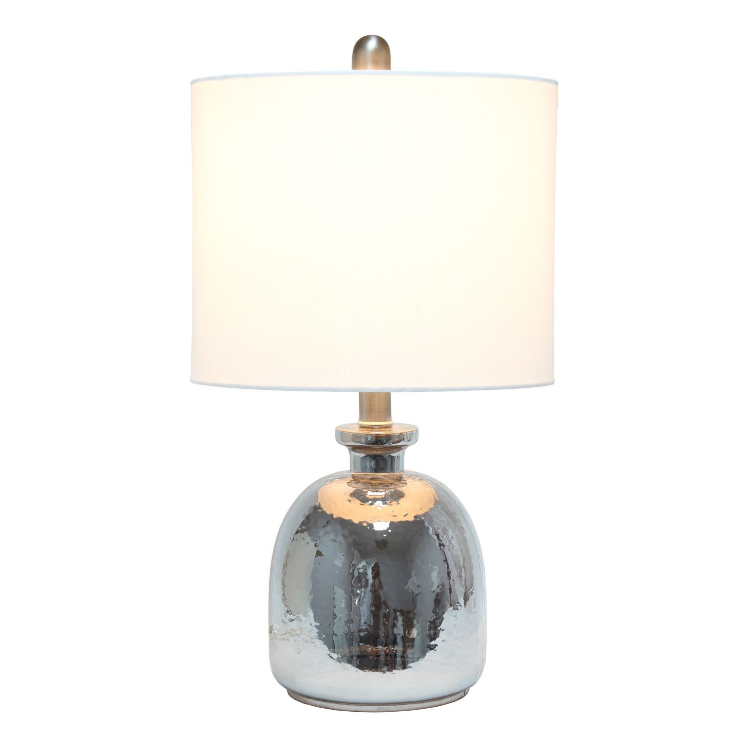 Hammered Glass Jar Table Lamp with Drum Shade - 20" - White & Silver ...
