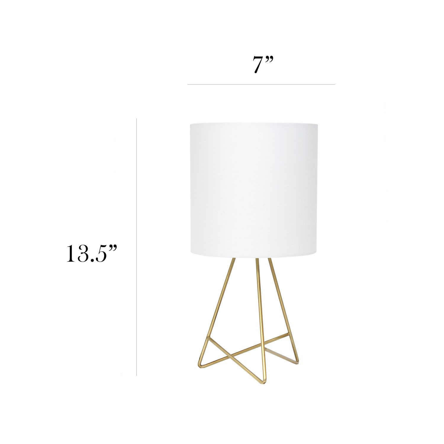 Wired Base Table Lamp with Drum Shade - 13.5" - Gold & White ...