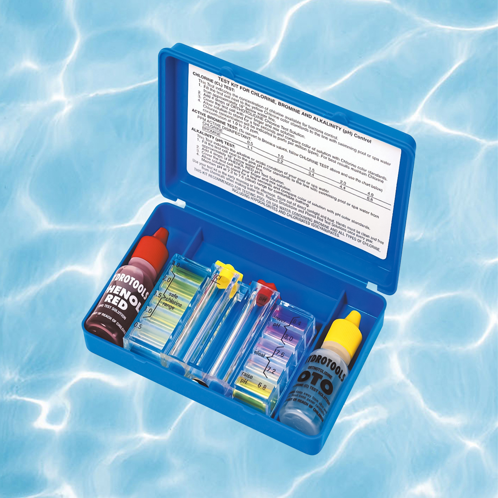 HydroTools Deluxe Swimming Pool Test Kit - Test Chlorine, Bromine & pH ...