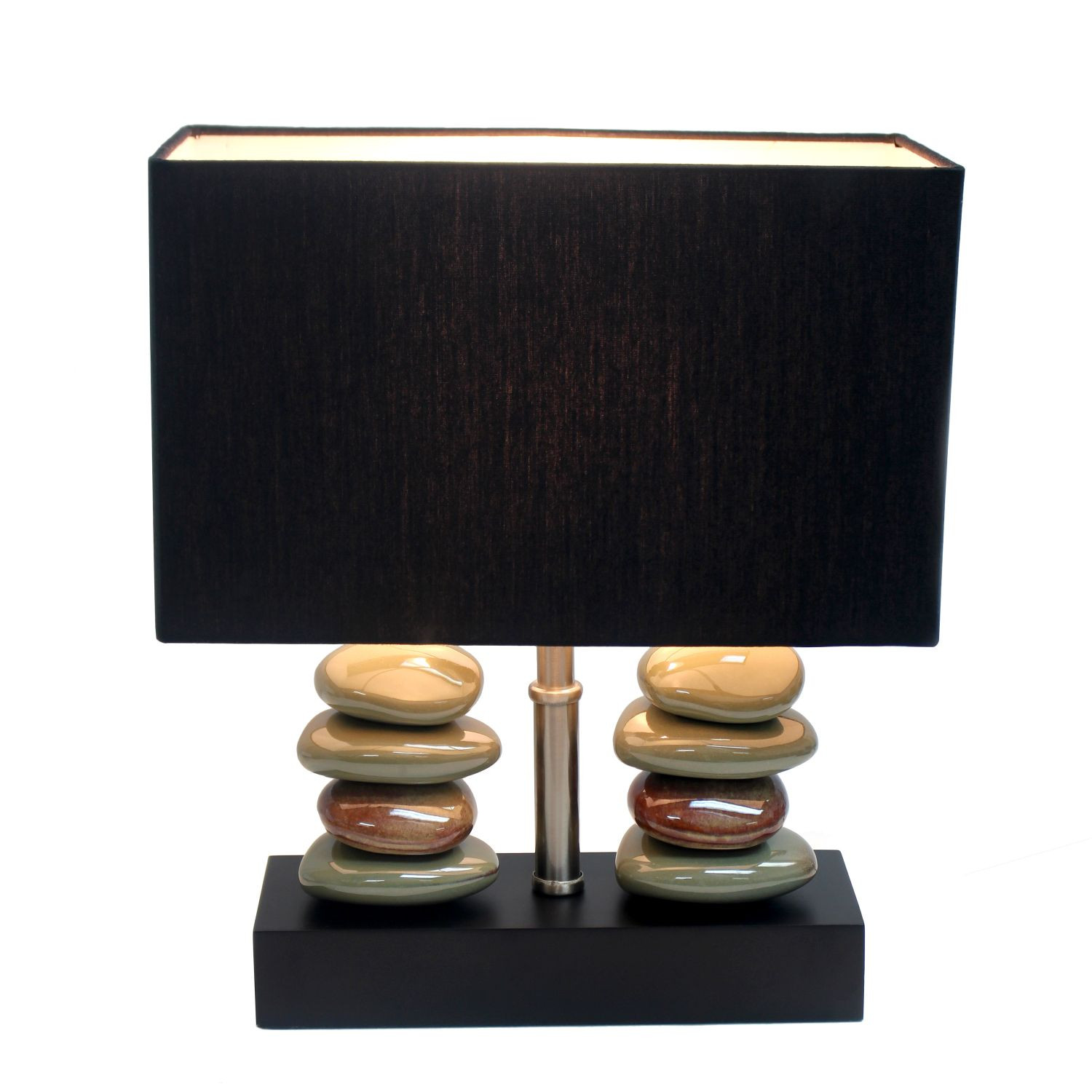 Dual Stacked Stone Table Lamp with Rectangular Shade - 14" - Black ...